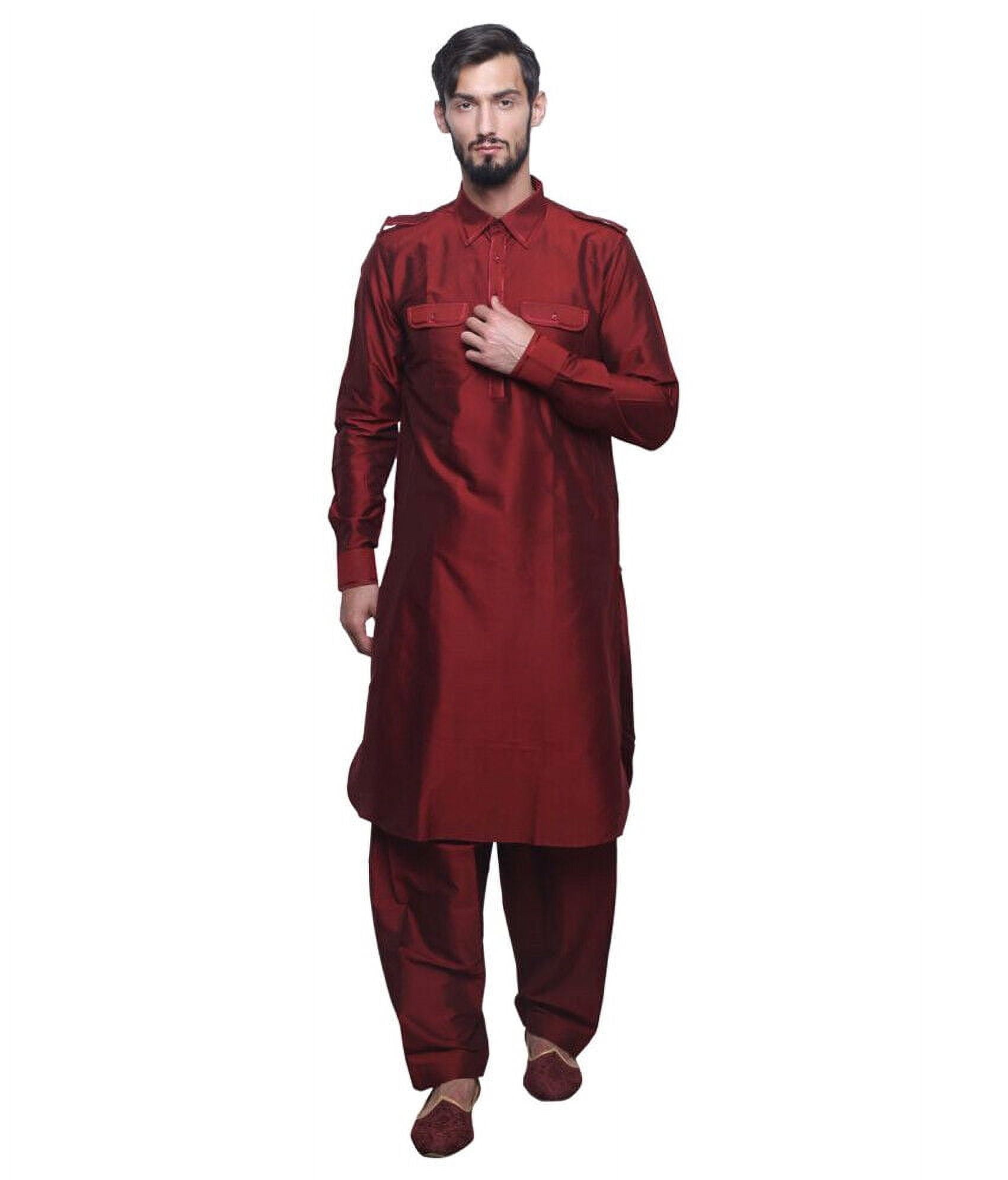 Mens Handmade Desginer Silk Blend Indian Bollywood Ethnic Wear Pathani ...