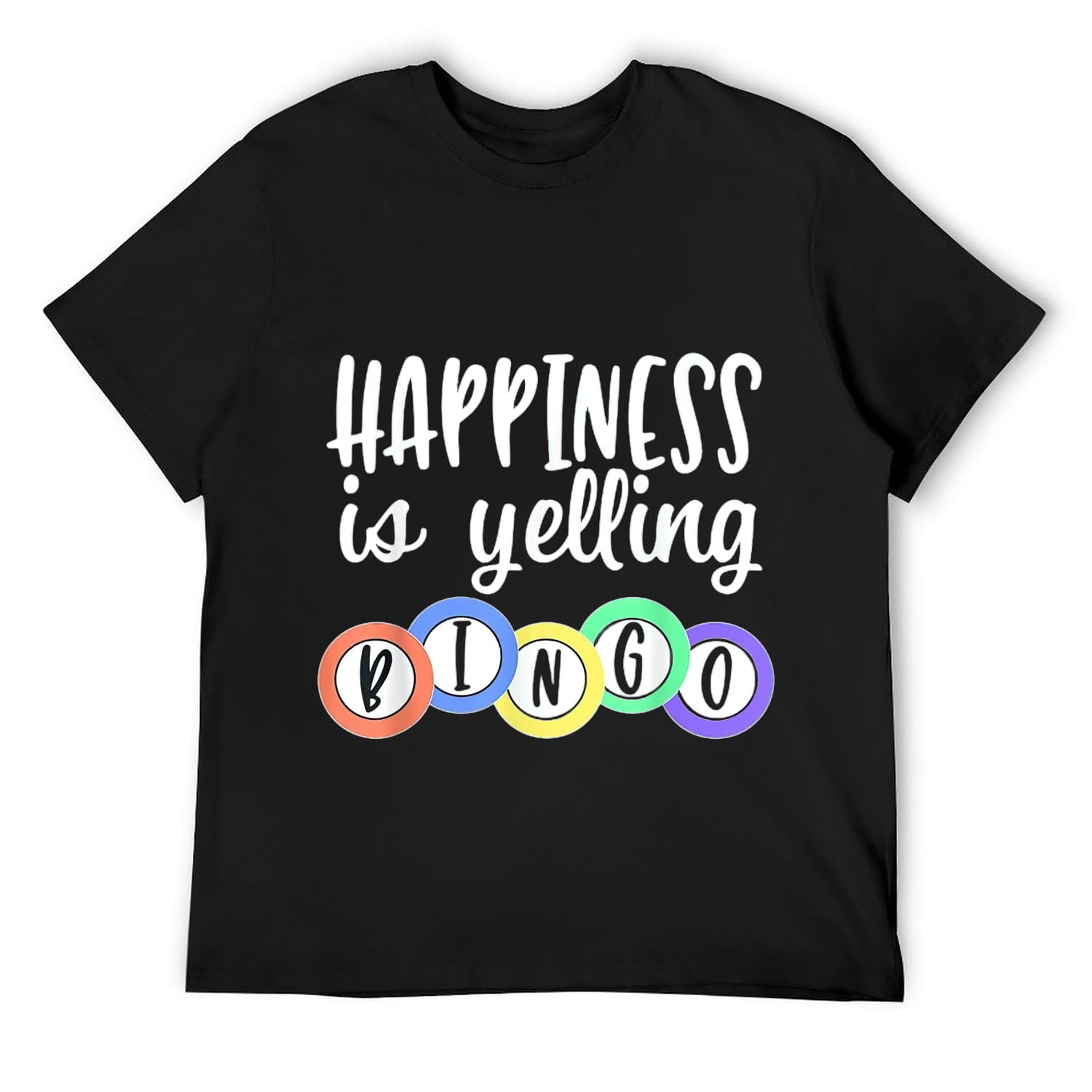 Mens Happiness is Yelling Bingo Funny Bingo Player Gift T-Shirt Black X ...