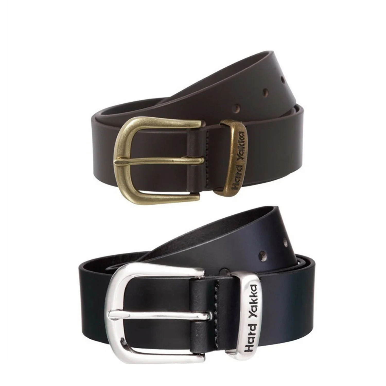 Mens Hard Yakka Belt Colorado Oil Tan Leather Work Brass Buckle Brown ...