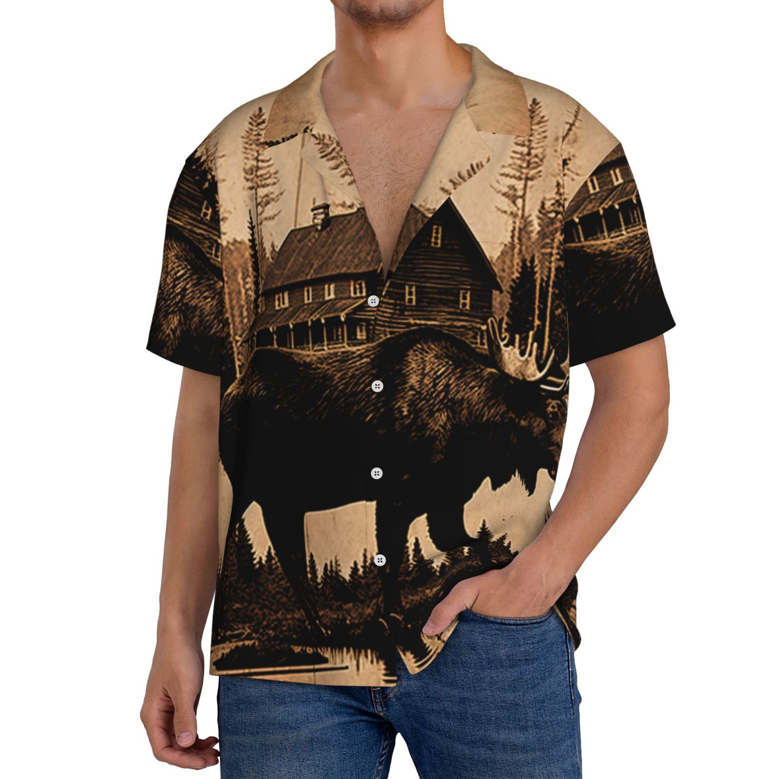 Mens Hawaiian Shirts Casual Short Sleeve Button Down Beach , Rustic ...