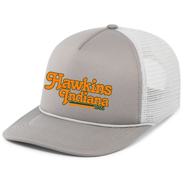 Mens Hawkins Indiana 1986 Upside Down Rope Hat Embroidered Foam Front ...
