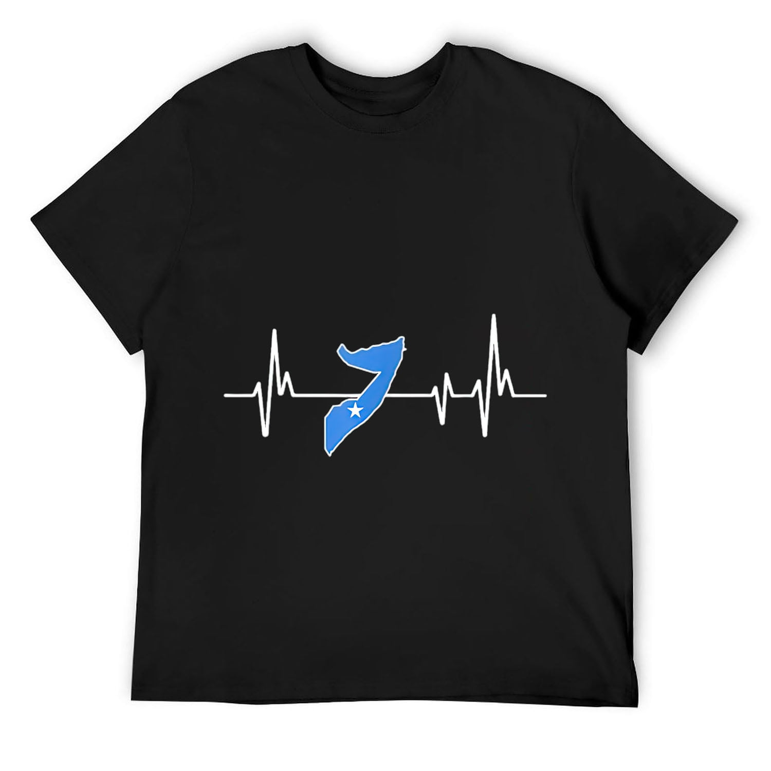Mens Heartbeat Design Somali Flag Somalia T-Shirt Black - Walmart.com