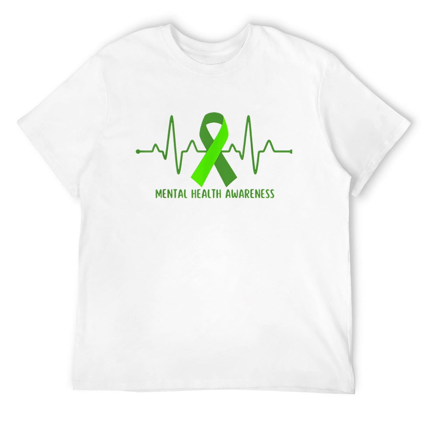 Mens Heartbeat National Mental Health Awareness Day Green Ribbon T