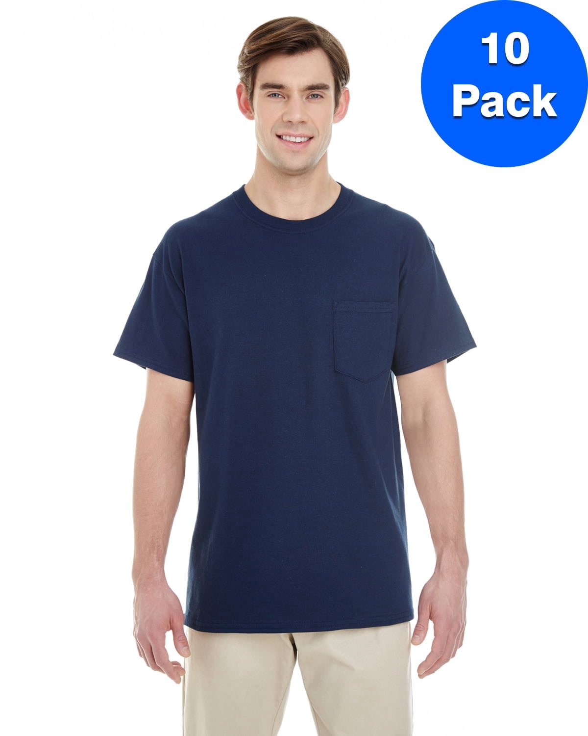 Gildan Mens Heavy Cotton T-Shirt with Pocket, 10 Pack, 100% Cotton ...