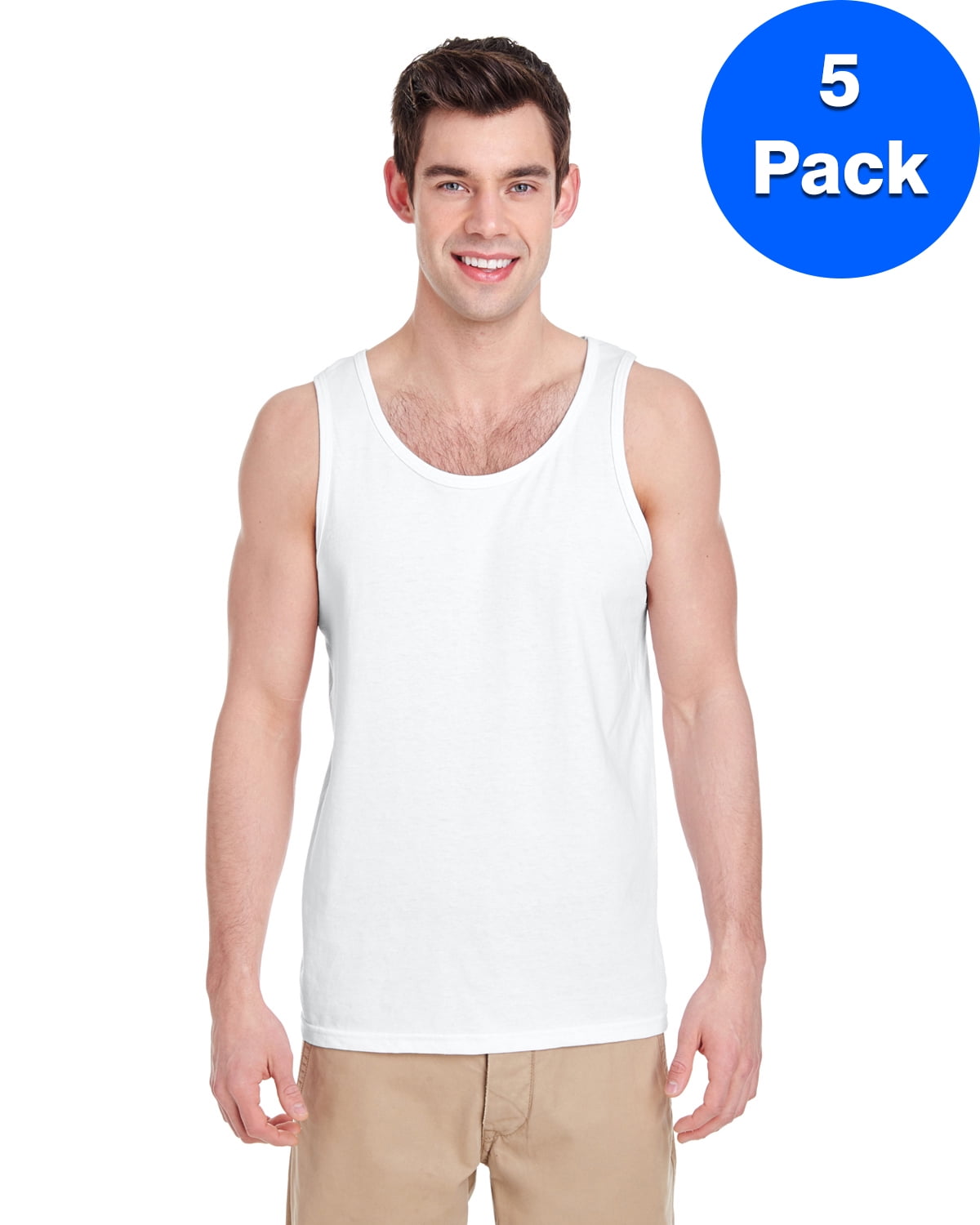 Mens Heavy Cotton Tank Top 5 Pack - Walmart.com