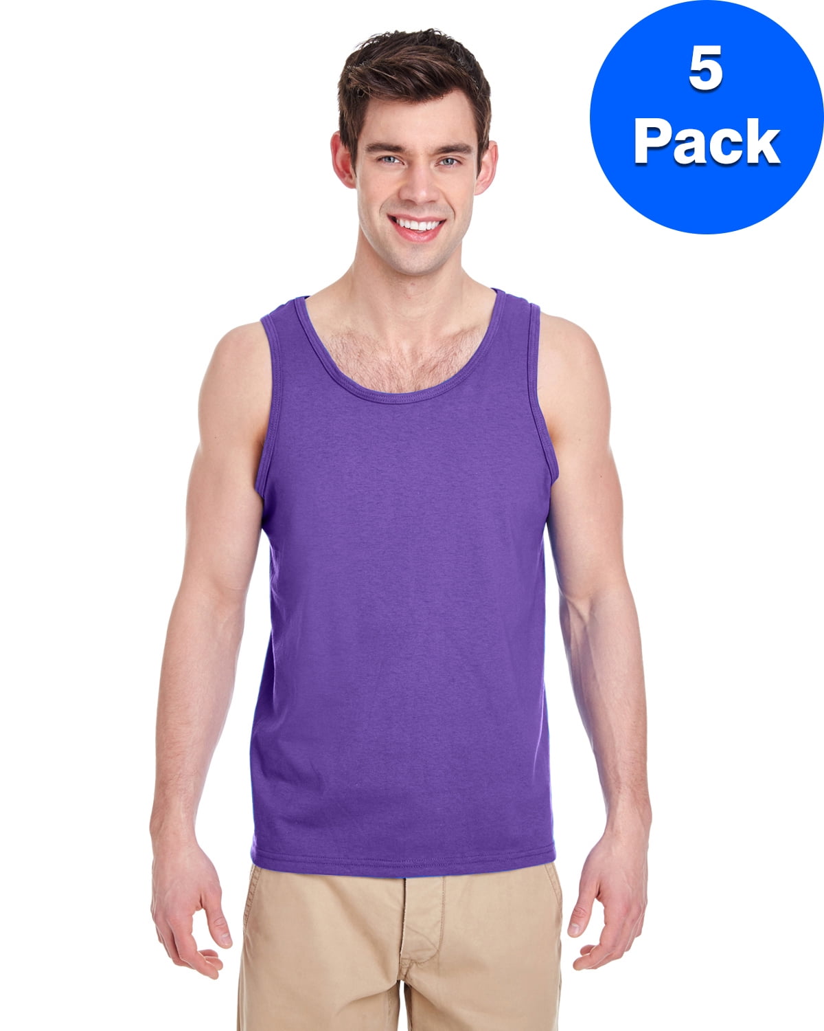 Mens Heavy Cotton Tank Top 5 Pack - Walmart.com