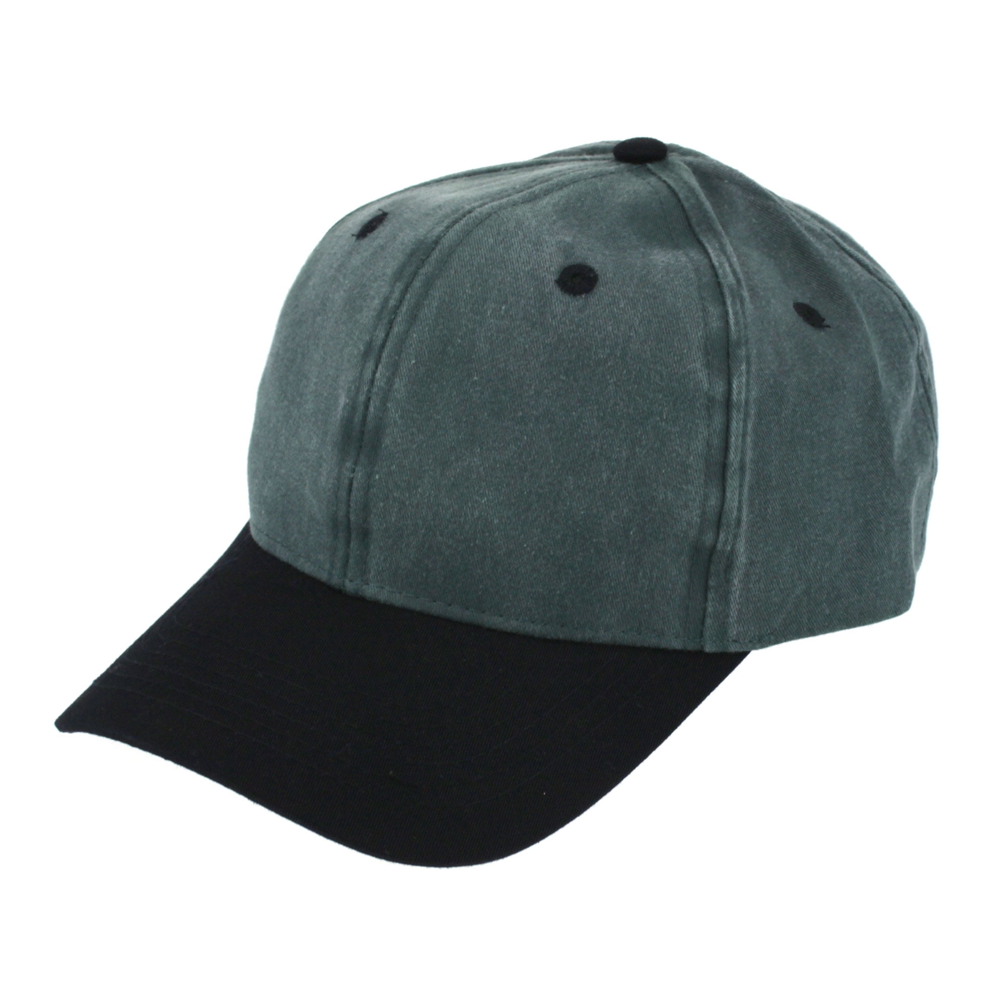 Mens Heavy Cotton Twill Stone Washed Baseball Cap Black Green - Walmart.com