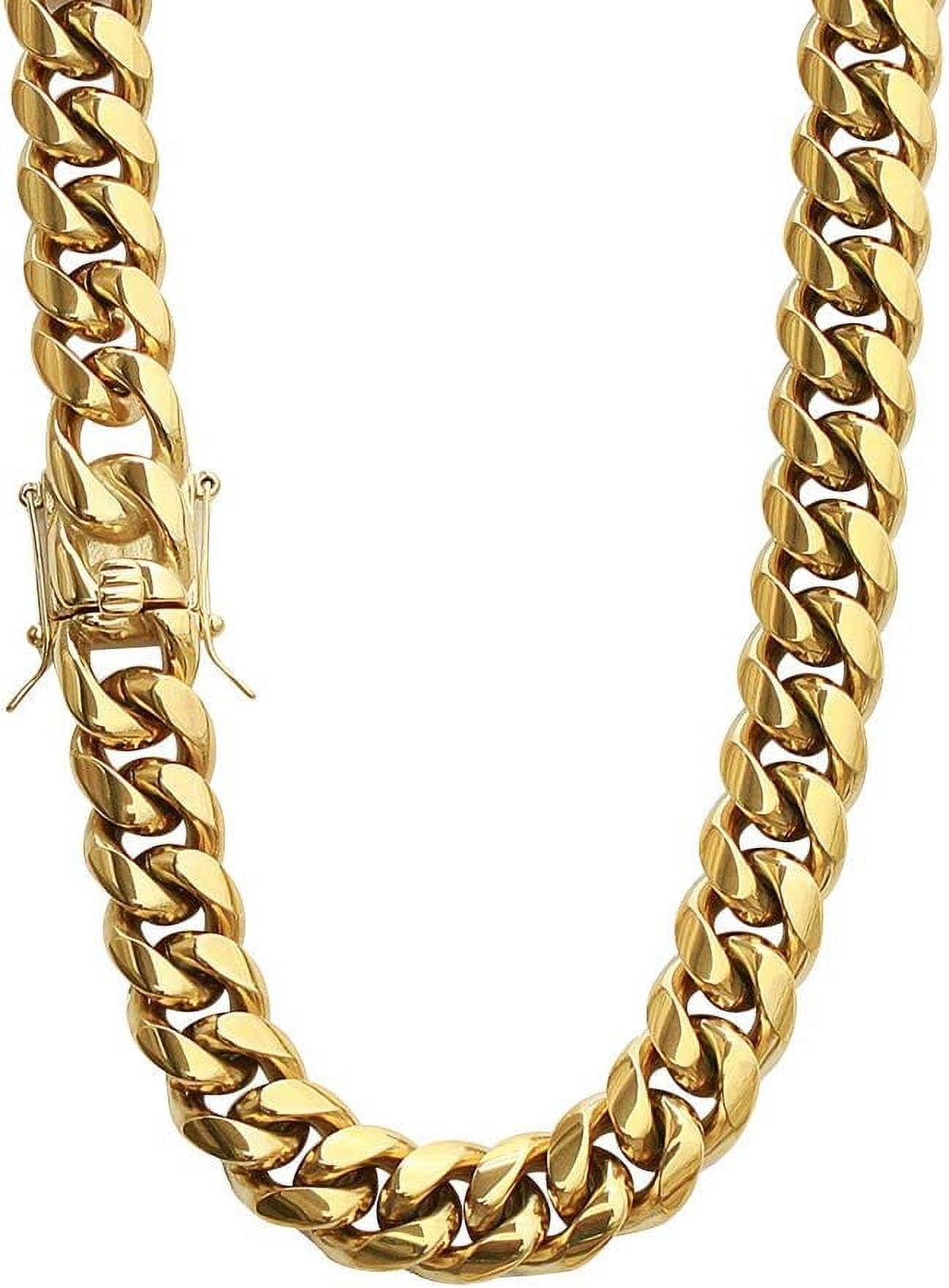 Mens Heavy Miami Cuban Link Chain Choker 14k Gold Plated Hip Hop Thick ...