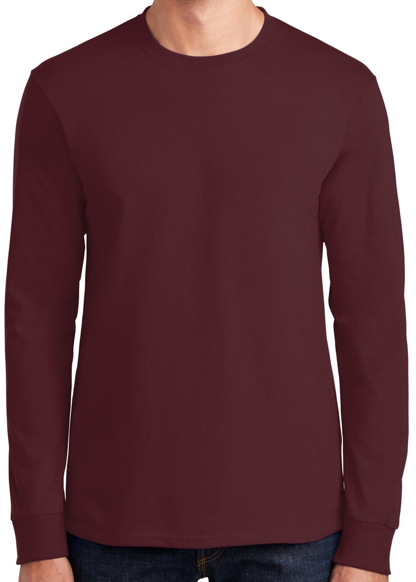 Mens Heavy-Weight Long Sleeve 100% Cotton Tee Shirt, 2XL Athletic ...