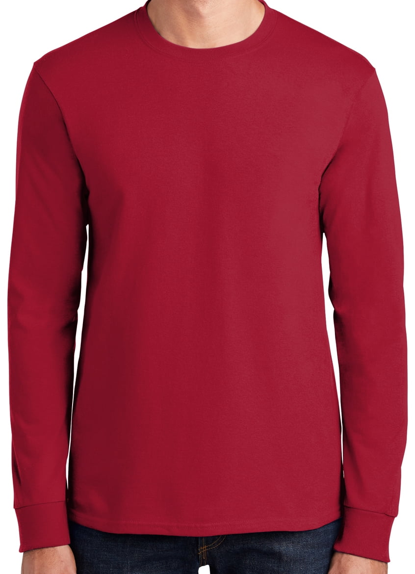 Mens Heavy-Weight Long Sleeve 100% Cotton Tee Shirt, 4XL Red - Walmart.com