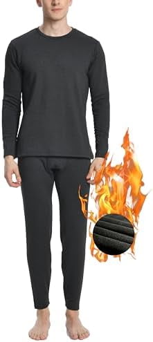 Mens Heavyweight Thermal Underwear Set Thick Fleece Lined Long Johns ...