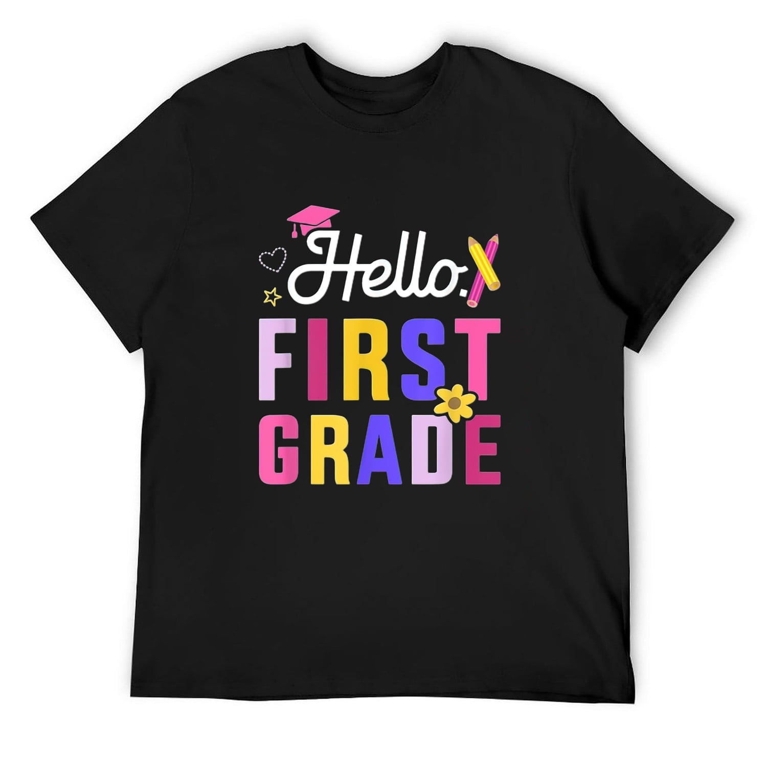 Mens Hello 1St Grade First Back To School Student Teacher T-Shirt Black ...