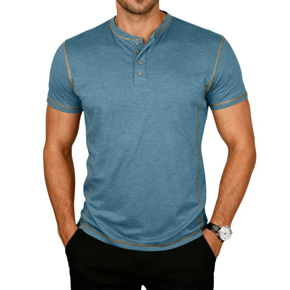 Men's Henley Shirts Short Sleeve Fashion Casual T-Shirts Relaxed Fit ...