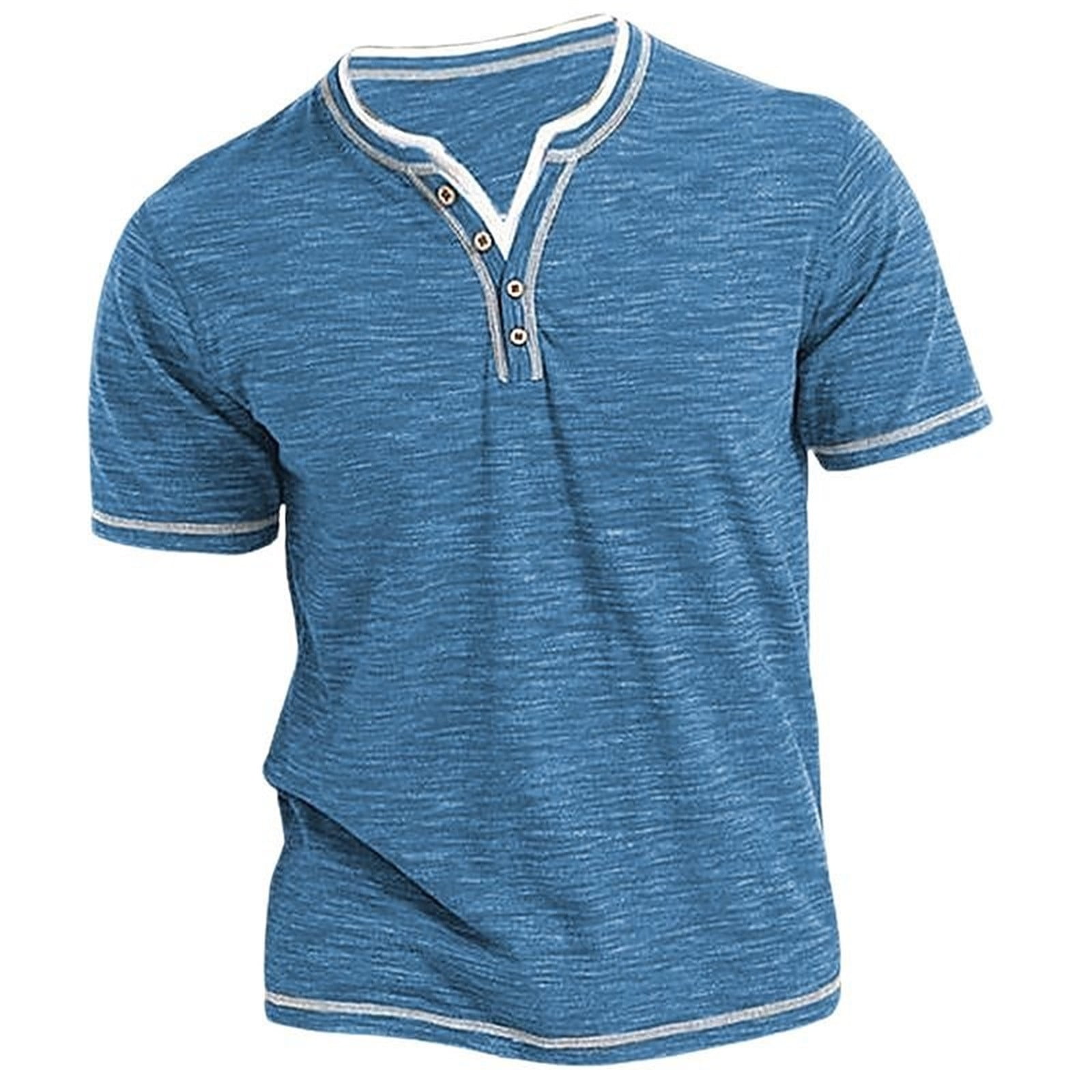 Mens Henley Shirts Short Sleeve Henley Neck Solid Color Skim Fit Summer ...