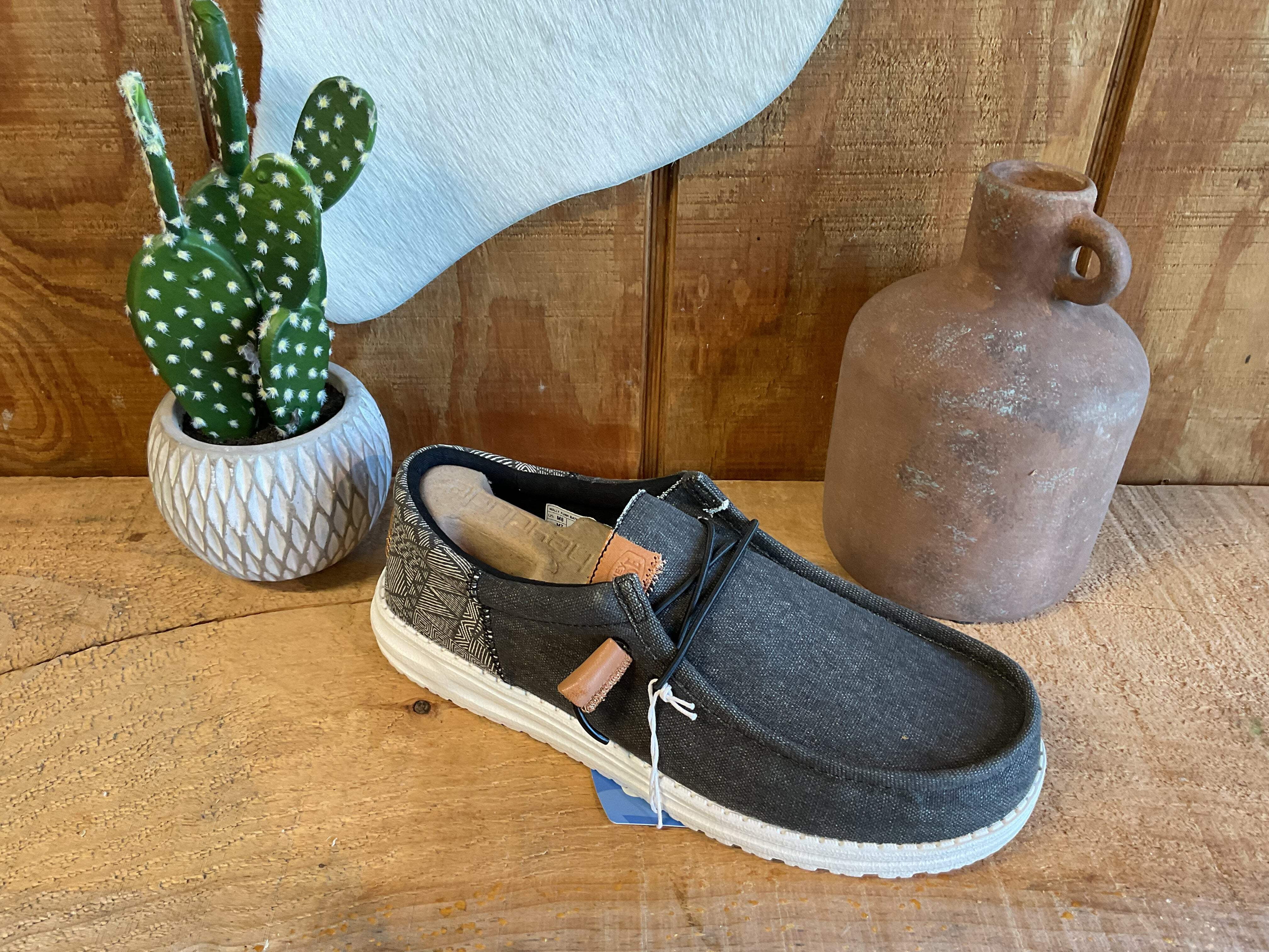 Mens Hey Dude Wally Funk Batik Black Casual Shoe - Walmart.com