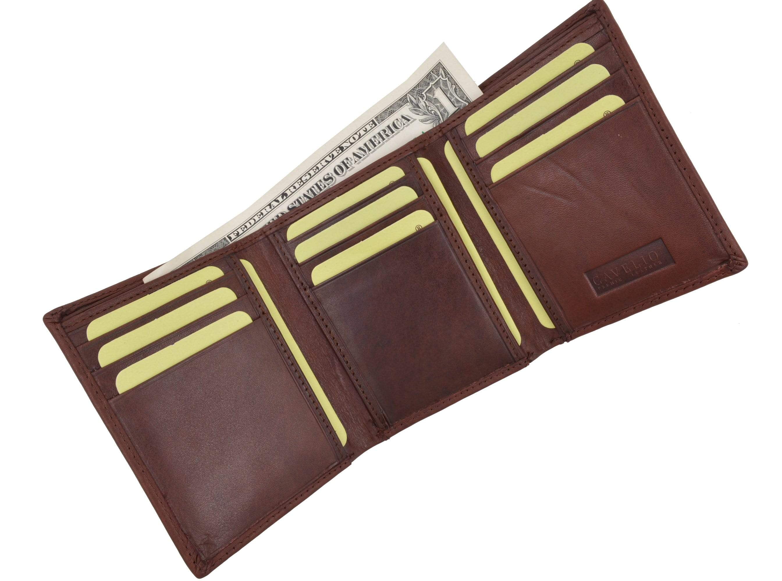 Mens High Quality Genuine Leather Card Holder Trifold Wallet with ...