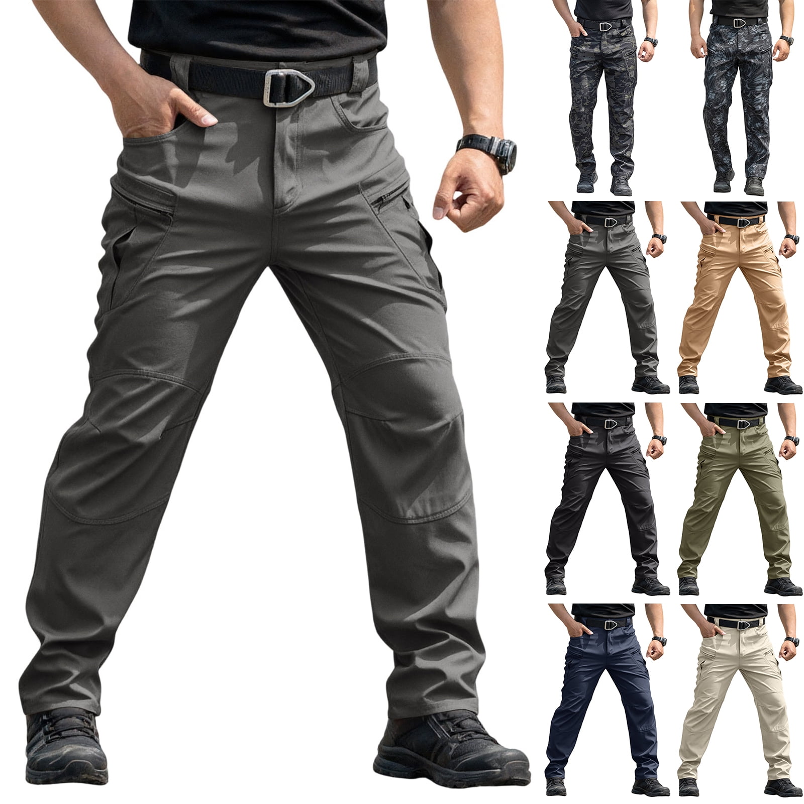 Mens Hiking Cargo Pants Water Resistant Ripstop Lightweight Outdoor ...