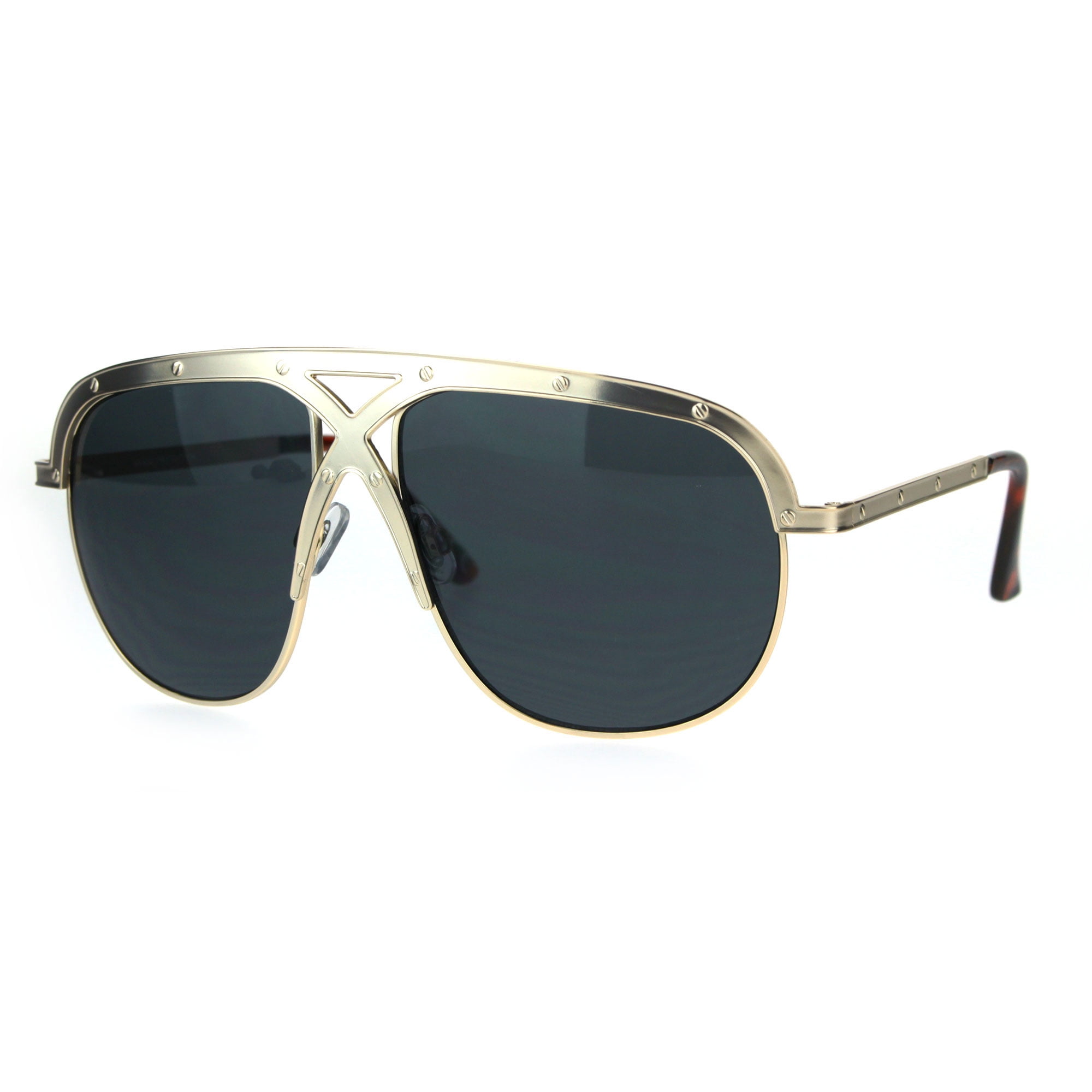Mens Hip Hop Bling Oversize Futuristic Rapper Aviator Sunglasses Gold ...