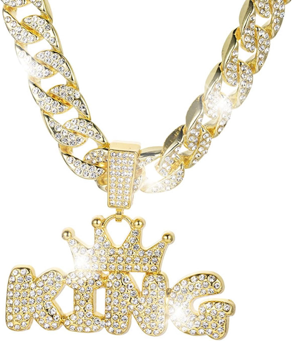 Mens Hip-hop Cuban Chain, Rhinestone Bling Pendant Necklace Diamond ...