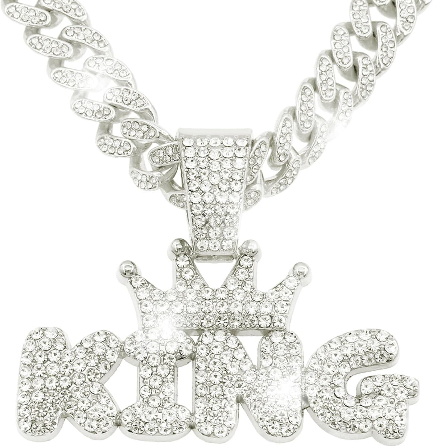 Mens Hip-hop Cuban Chain, Rhinestone Bling Pendant Necklace Diamond ...