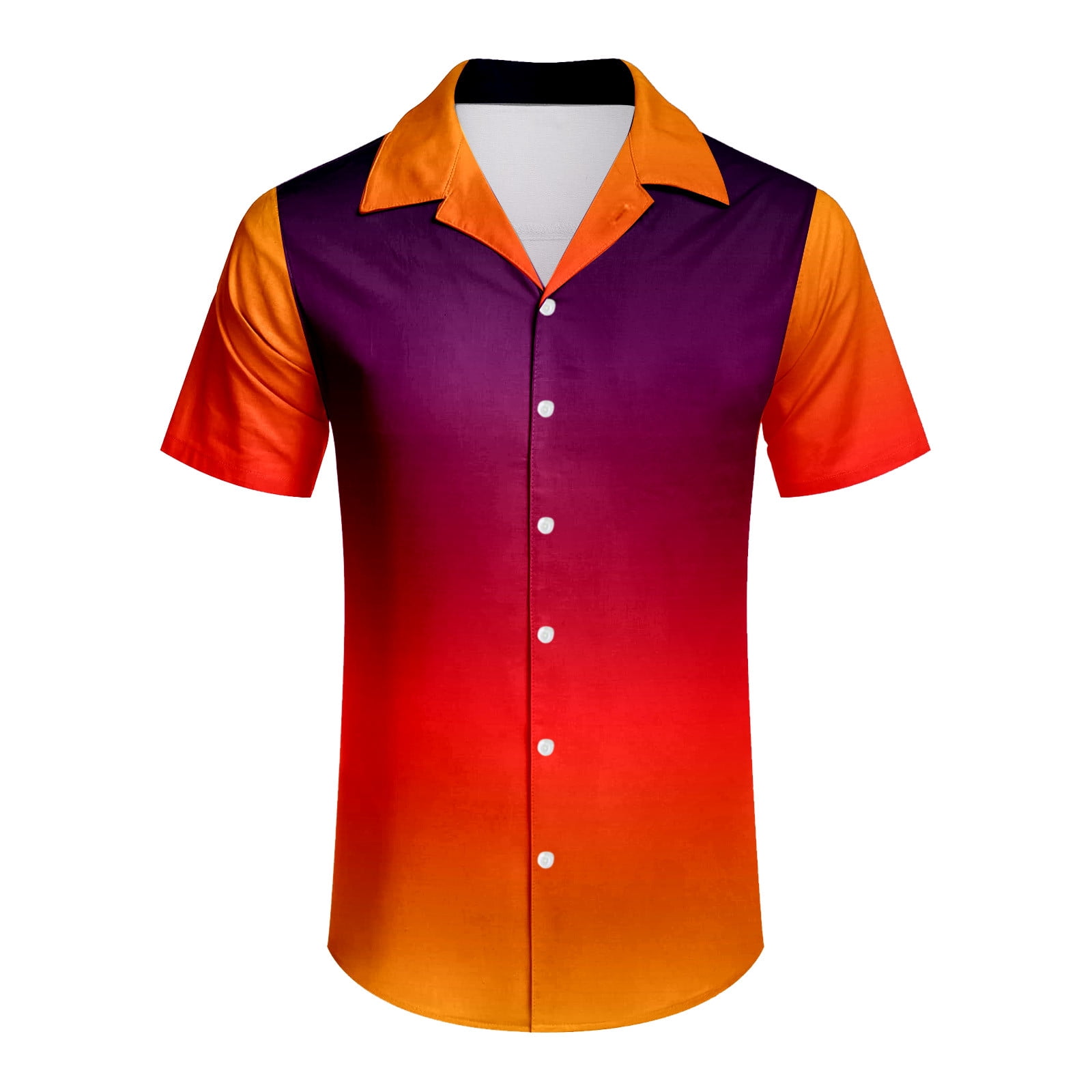 Mens Holiday Seaside Leisure Loose Button Stand Digital 3D Printed ...