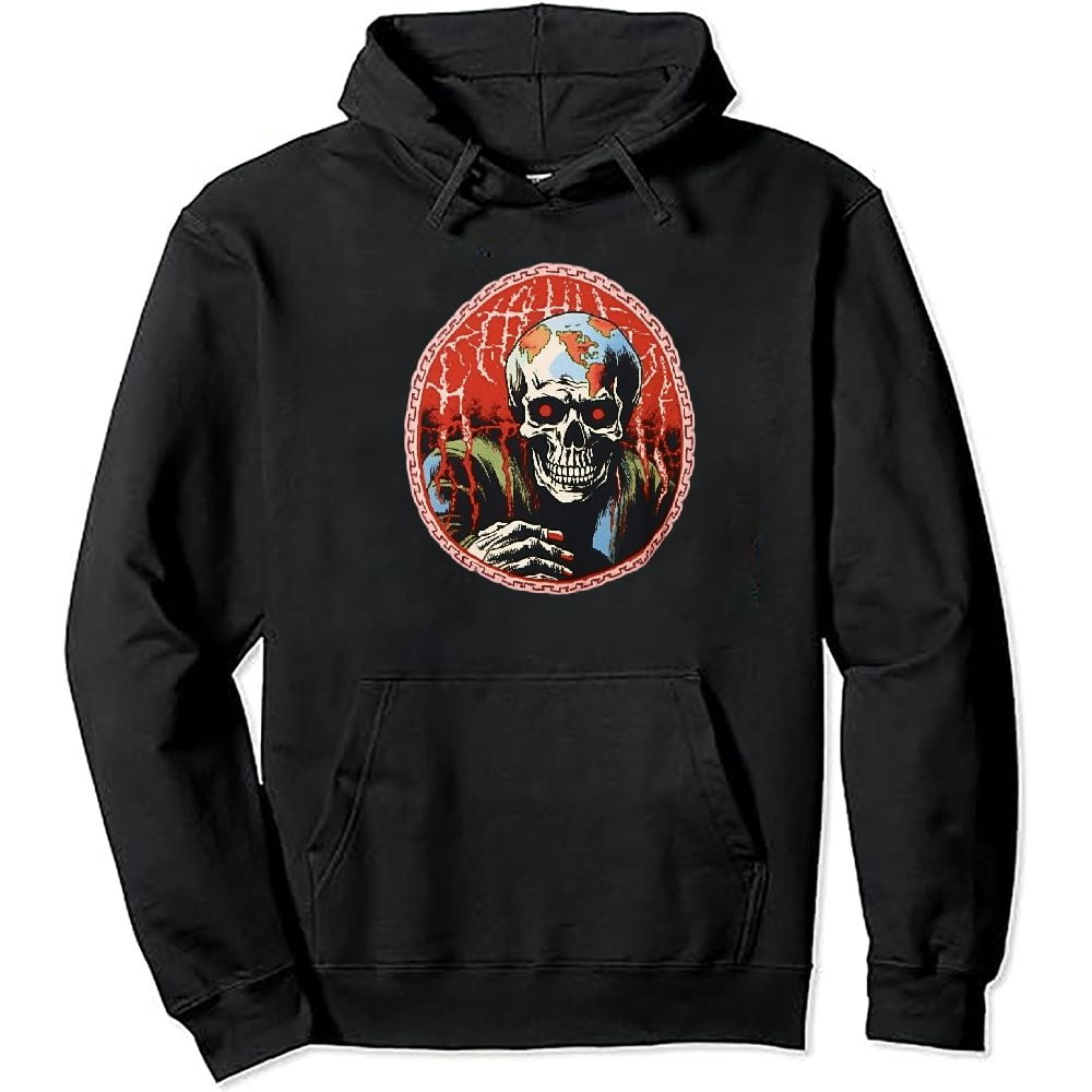 Mens Hoodies Gothic Skeleton Vintage Graphic Oversized Rapper ...