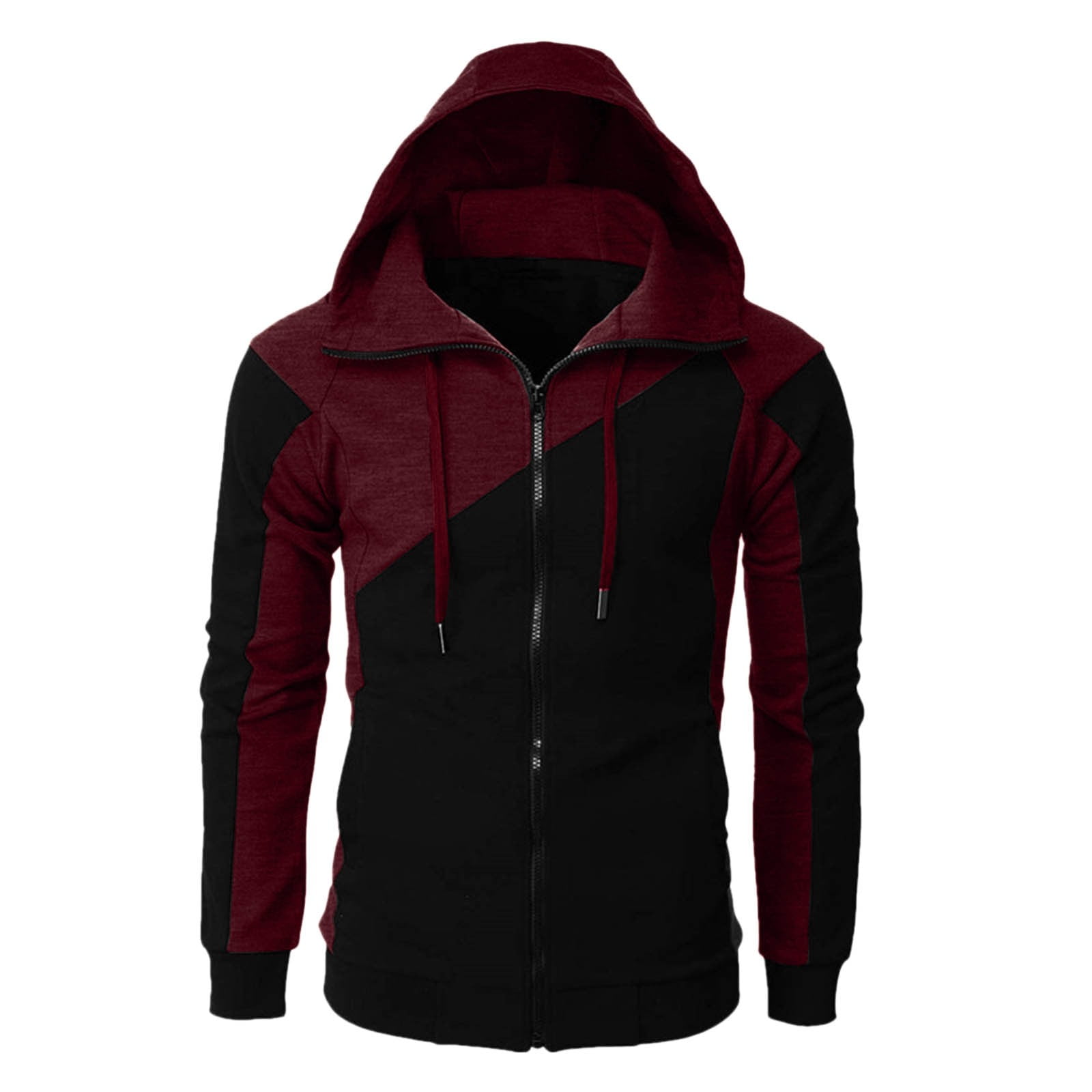 Mens Hoodies Mens Casual Zipper Hoodie Splicing Large Size Sweater ...