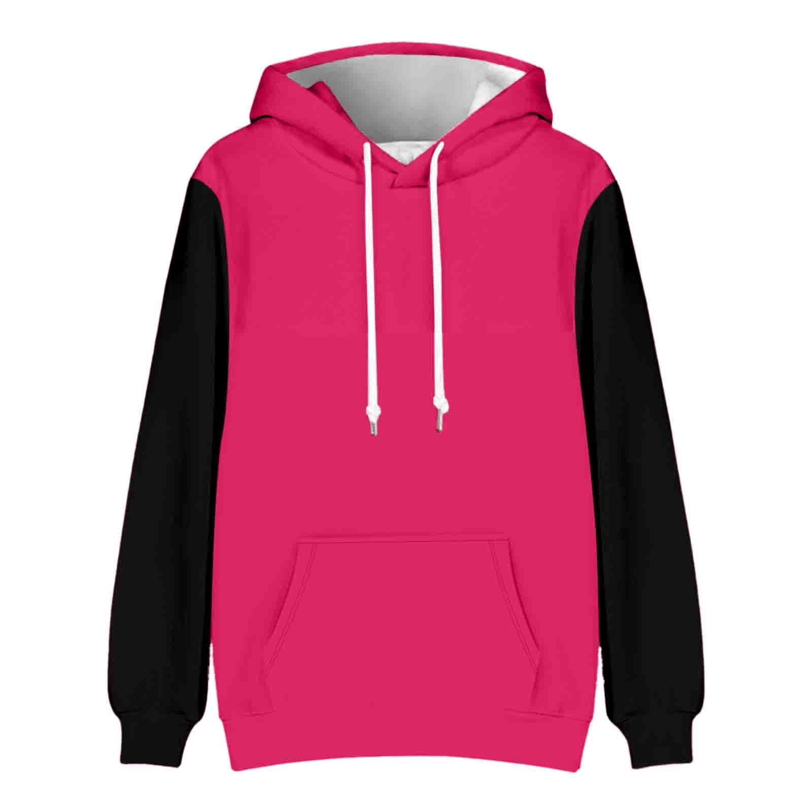 Mens Hoodies Sweatshirt Pullover Color Blocked Long Sleeve Drawstring ...