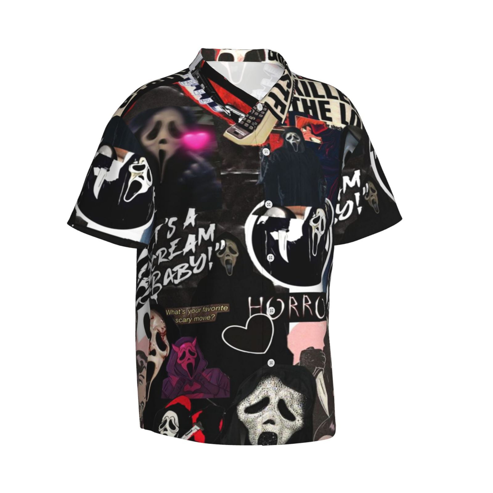 Mens Horror Movie Scream Ghost Face Hawaiian Shirt Short Sleeve Funny ...