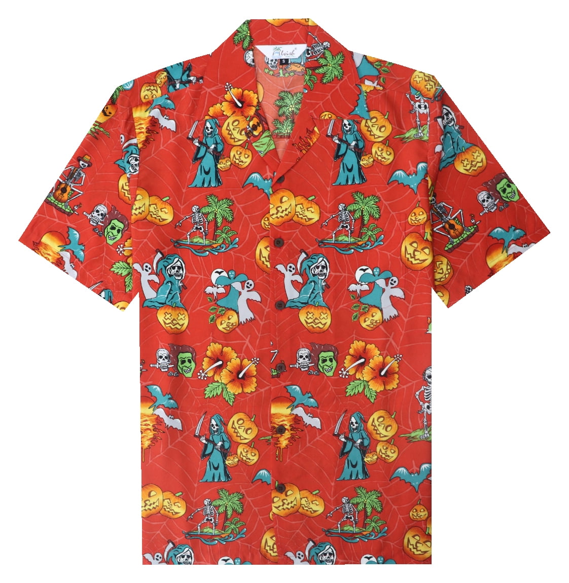 Mens Horror Shirt Pumpkins Shirts Halloween Shirt Hawaiian Shirt Red ...