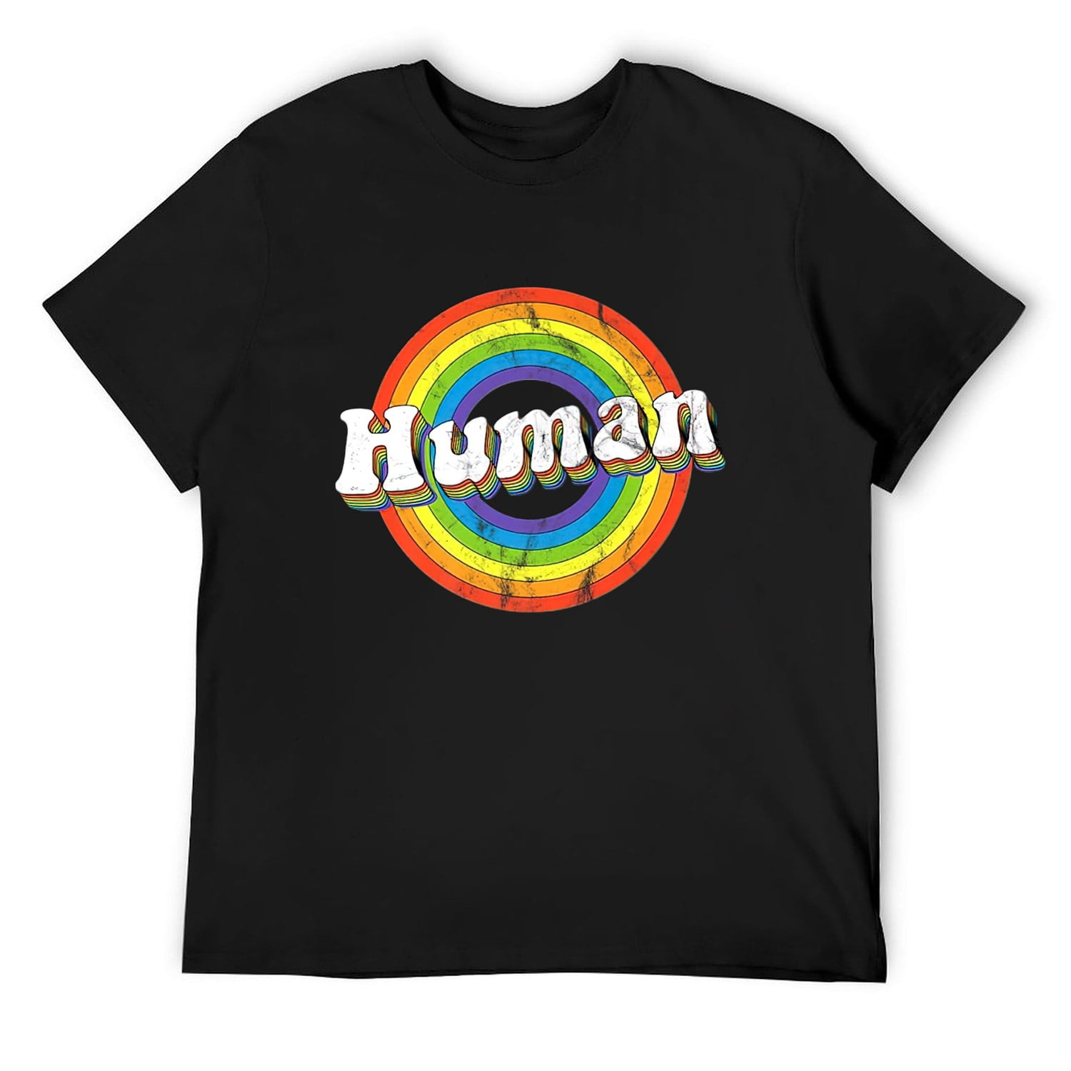 Mens Human Retro Lgbtq 70S Gay Pride Rainbow Flag Lgbt T-Shirt Black ...