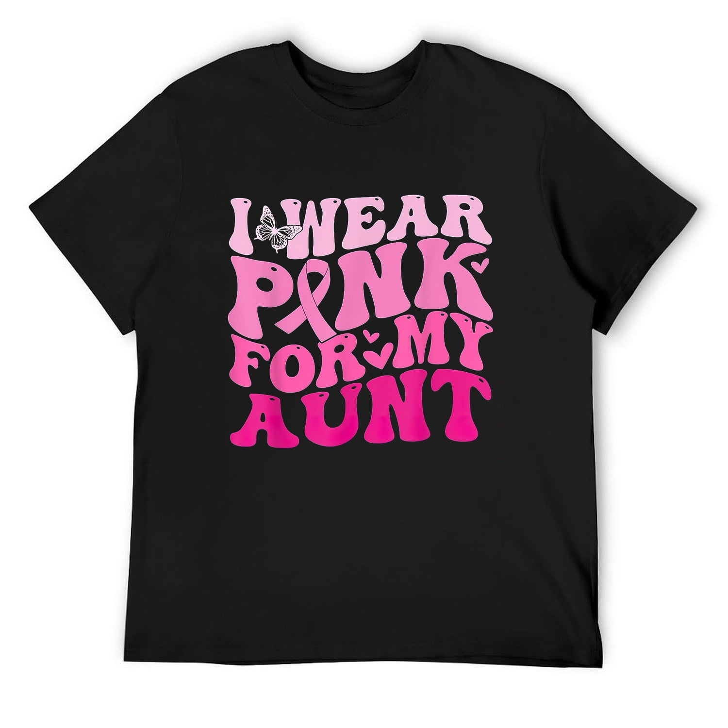 Mens I Wear Pink For My Aunt Breast Cancer Awareness T-Shirt Black 4X ...