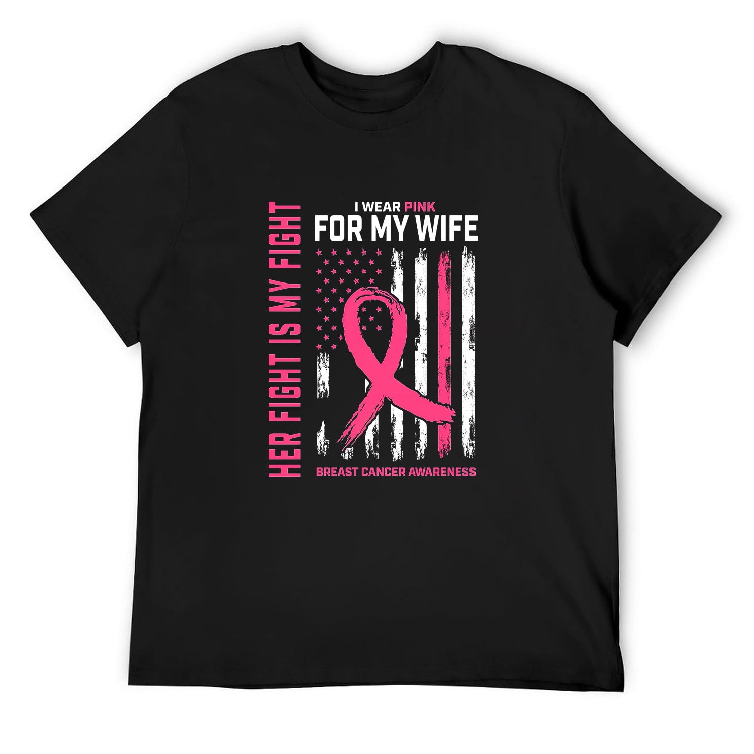 Mens I Wear Pink Wife Breast Cancer Flag Her Fight Is My Fight Short