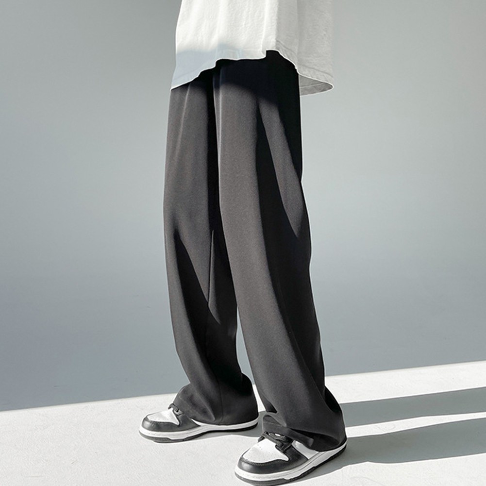 Mens Ice Silk Straight Wide Leg Thin Pants Korean Sagging sensation ...