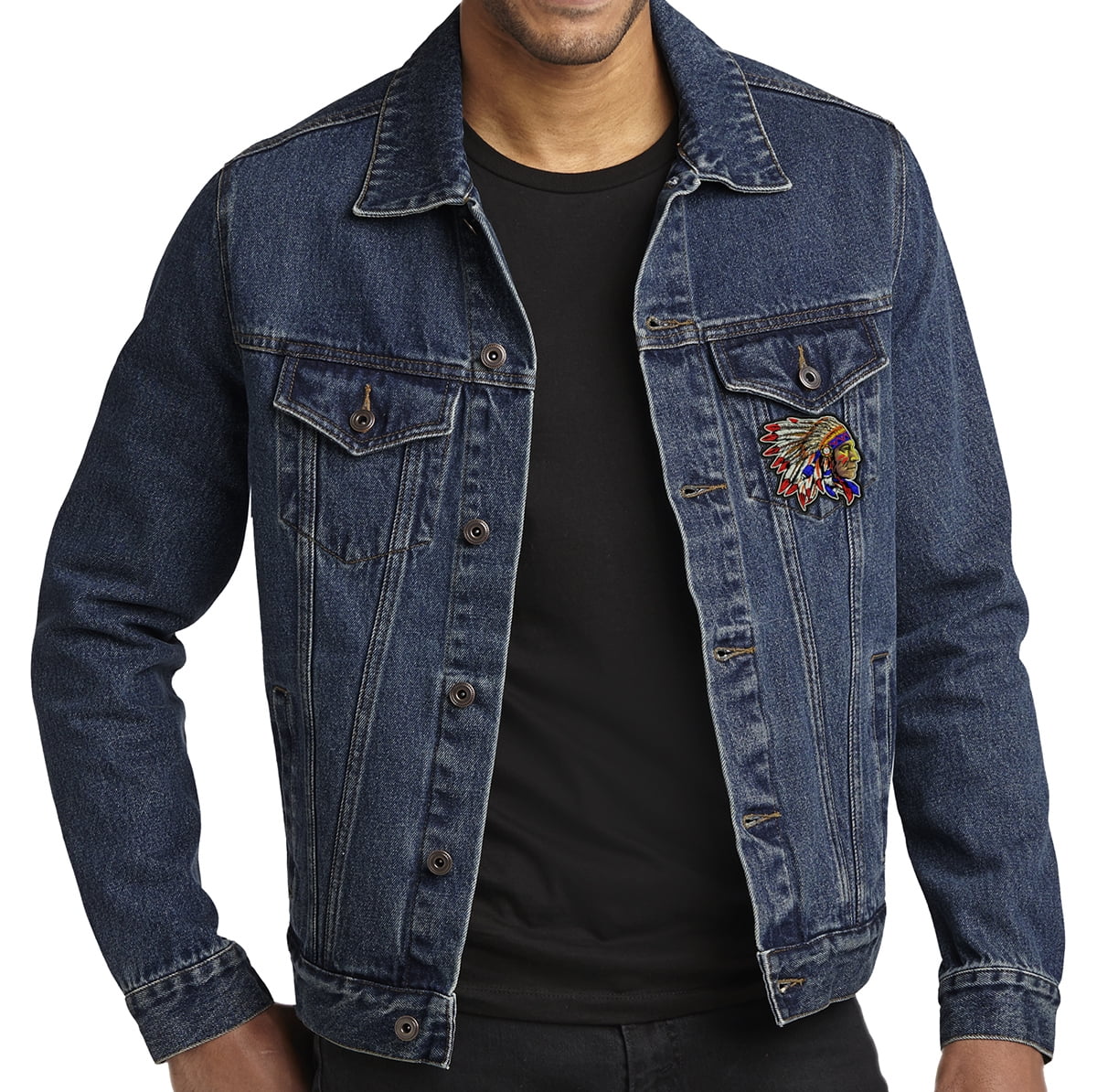 Mens Indian Big Chief Biker Motorcycle Denim Jacket, 4XL - Walmart.com