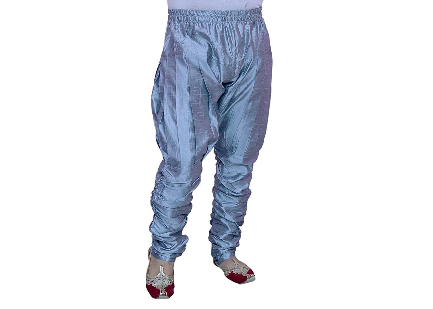Mens Indian Ethnic Wear Silk Blend Sherwani Bottoms/Mens Pyjamas Men ...