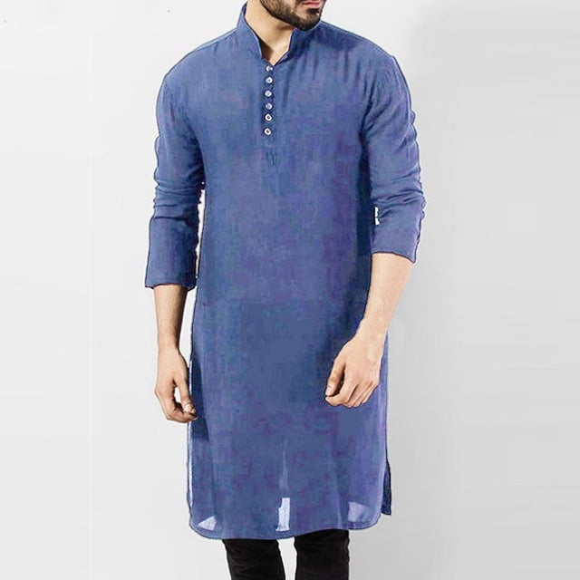 Mens Indian Traditional Kurta Shirt Long Sleeve Ethnic Kaftan Shirt ...