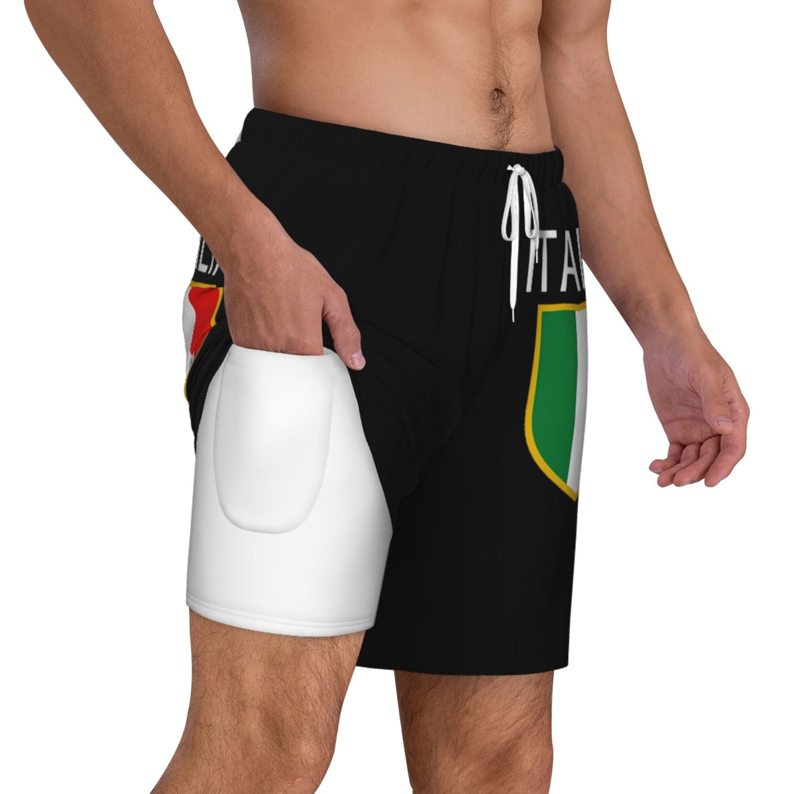 Mens Italia Italian Flag Italy 2 in 1 Quick Dry Swim Trunks with ...
