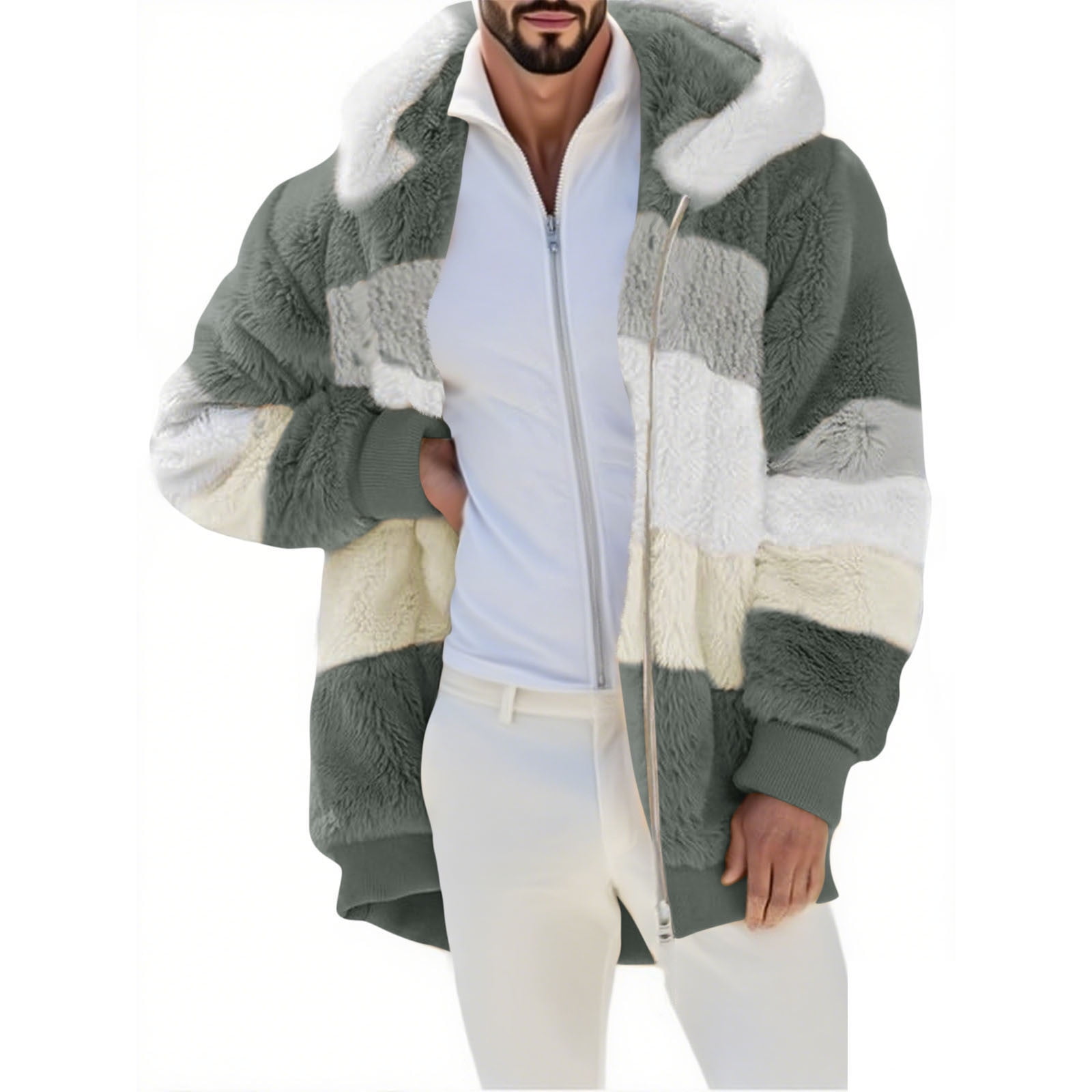 Mens Jackets Fall Fashion New Men Winter Casual Fleece Jacket Hooded ...