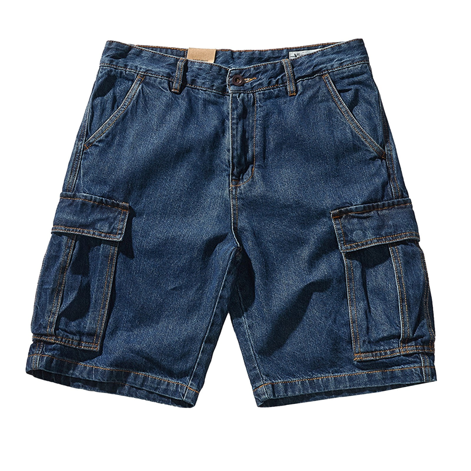 Mens Jean Shorts Distressed Knee Length Cargo Jeans Shorts with Pockets ...