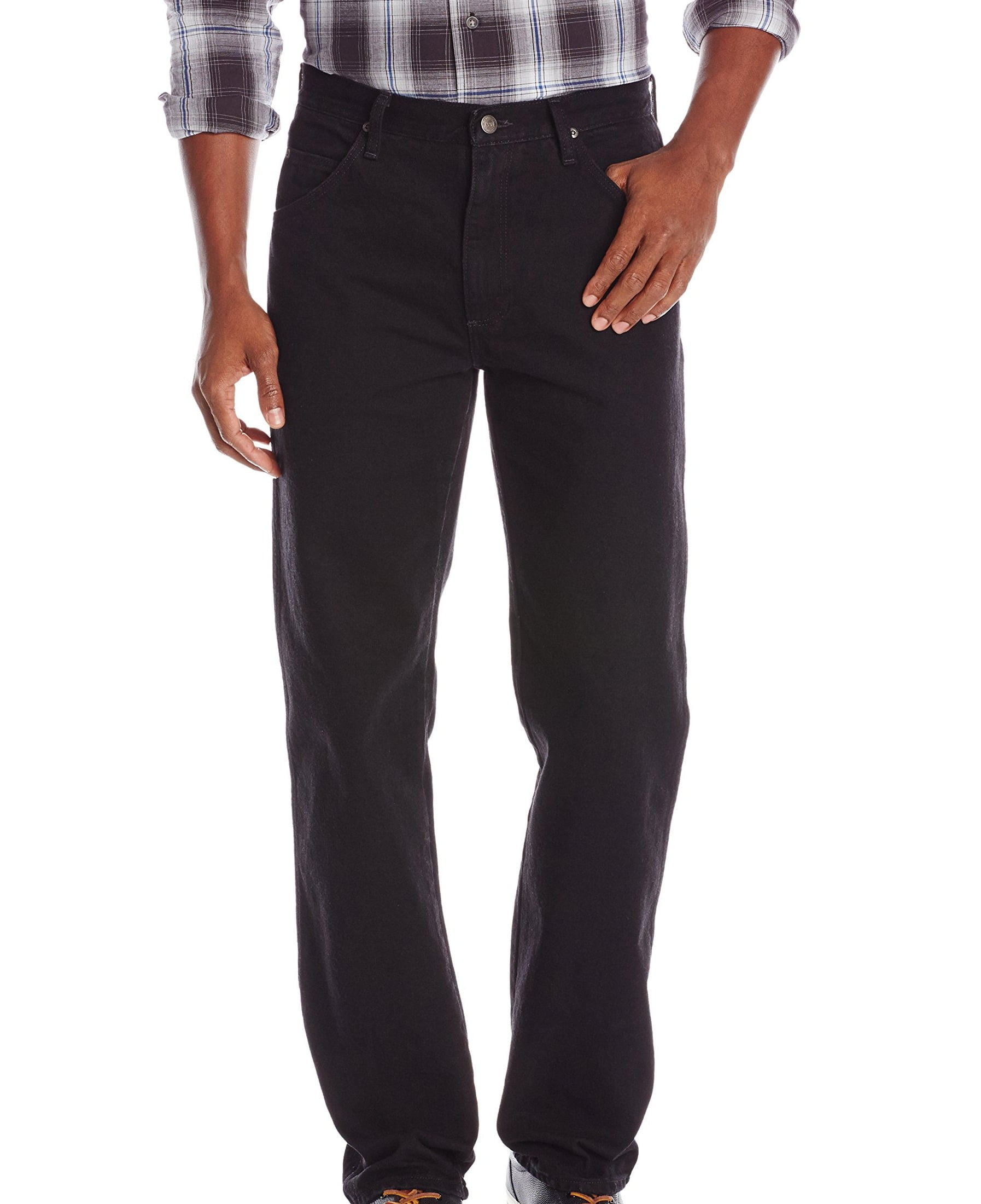 Wrangler Mens Jeans, Regular Fit, Straight Leg Denim, Black, Size 44x32 ...