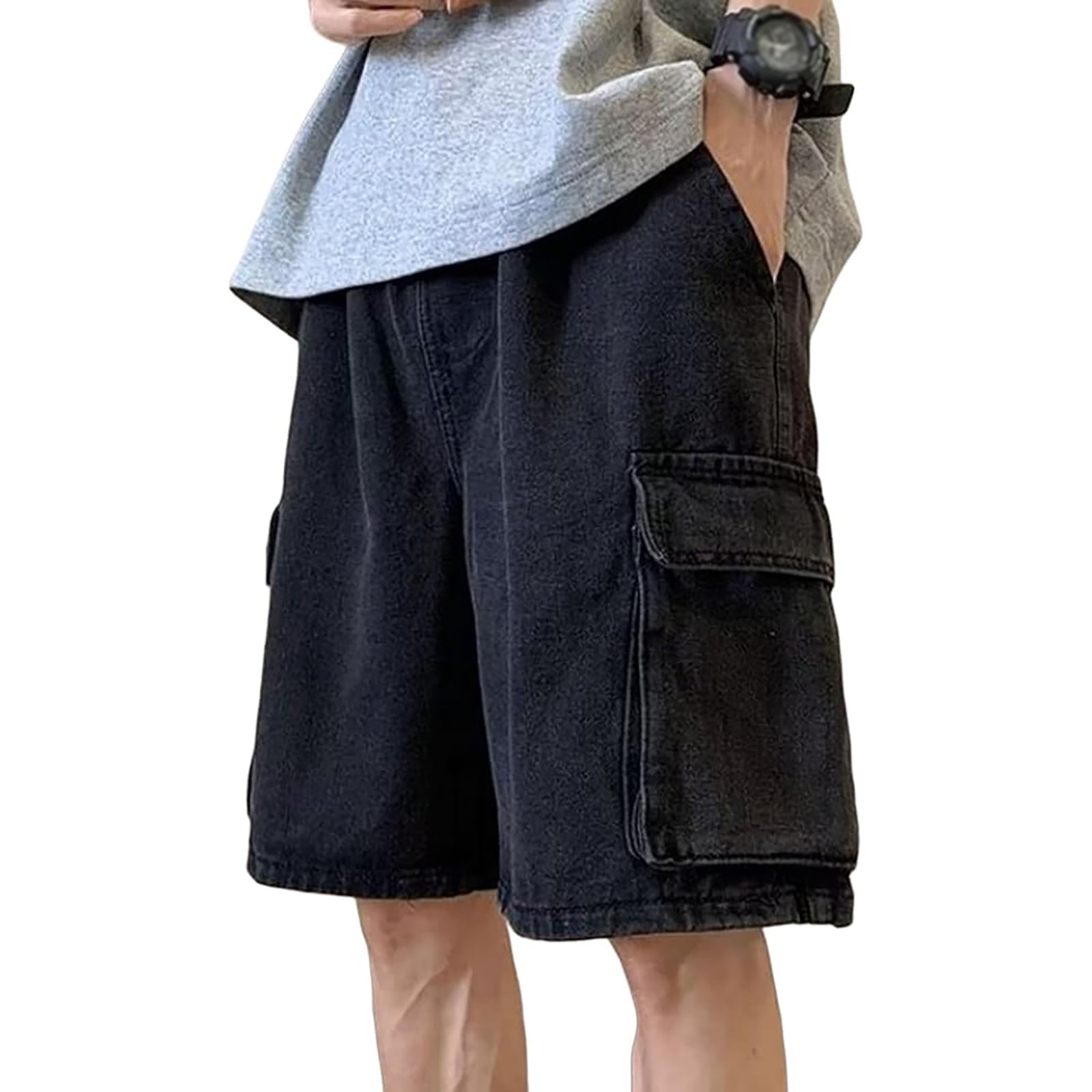 Mens Jeans Bootcut Denim Shorts Casual Summer Lightweight Workwear ...