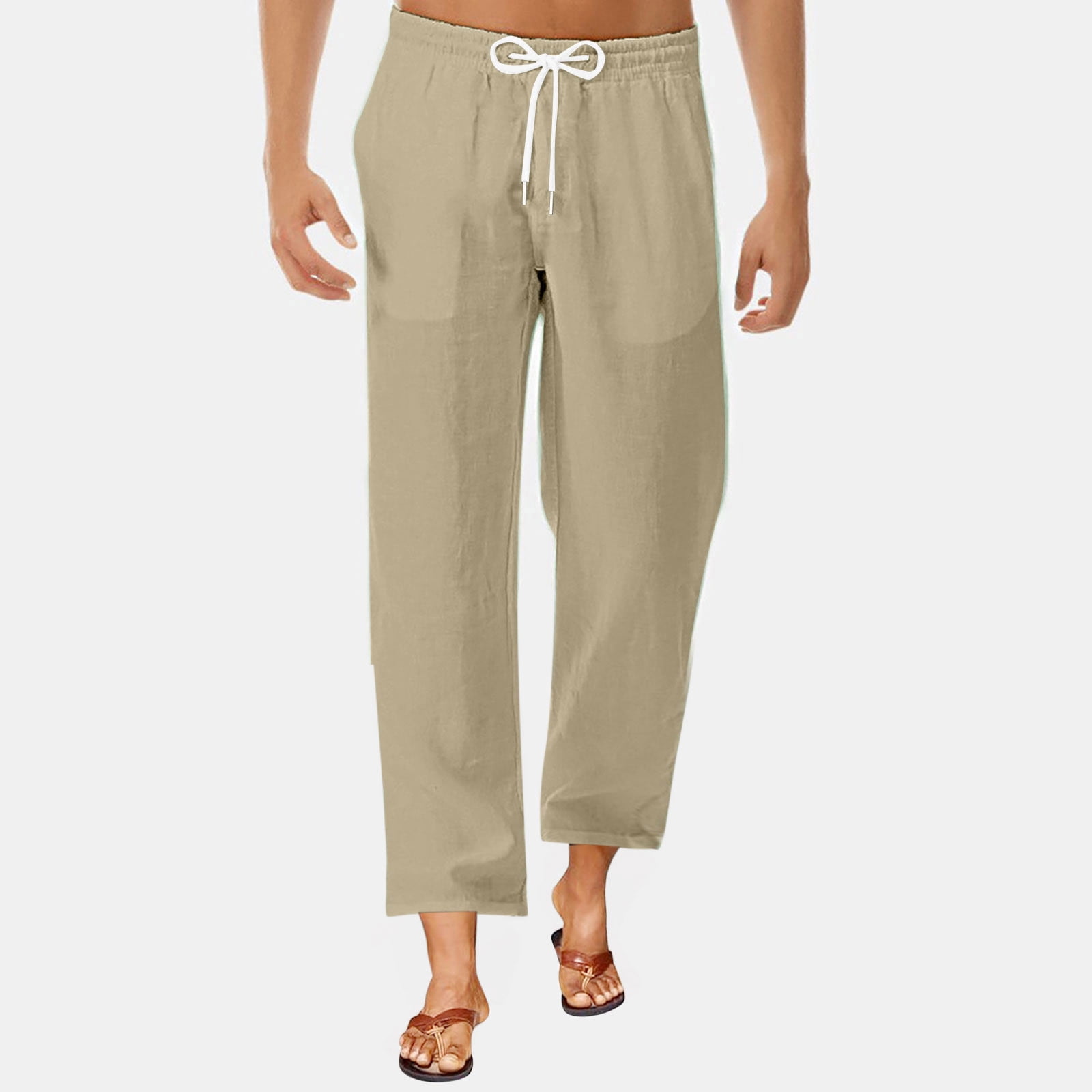 Mens Jeans, Men's Linen Drawstring Pants, Loose Fit with Pockets, for ...