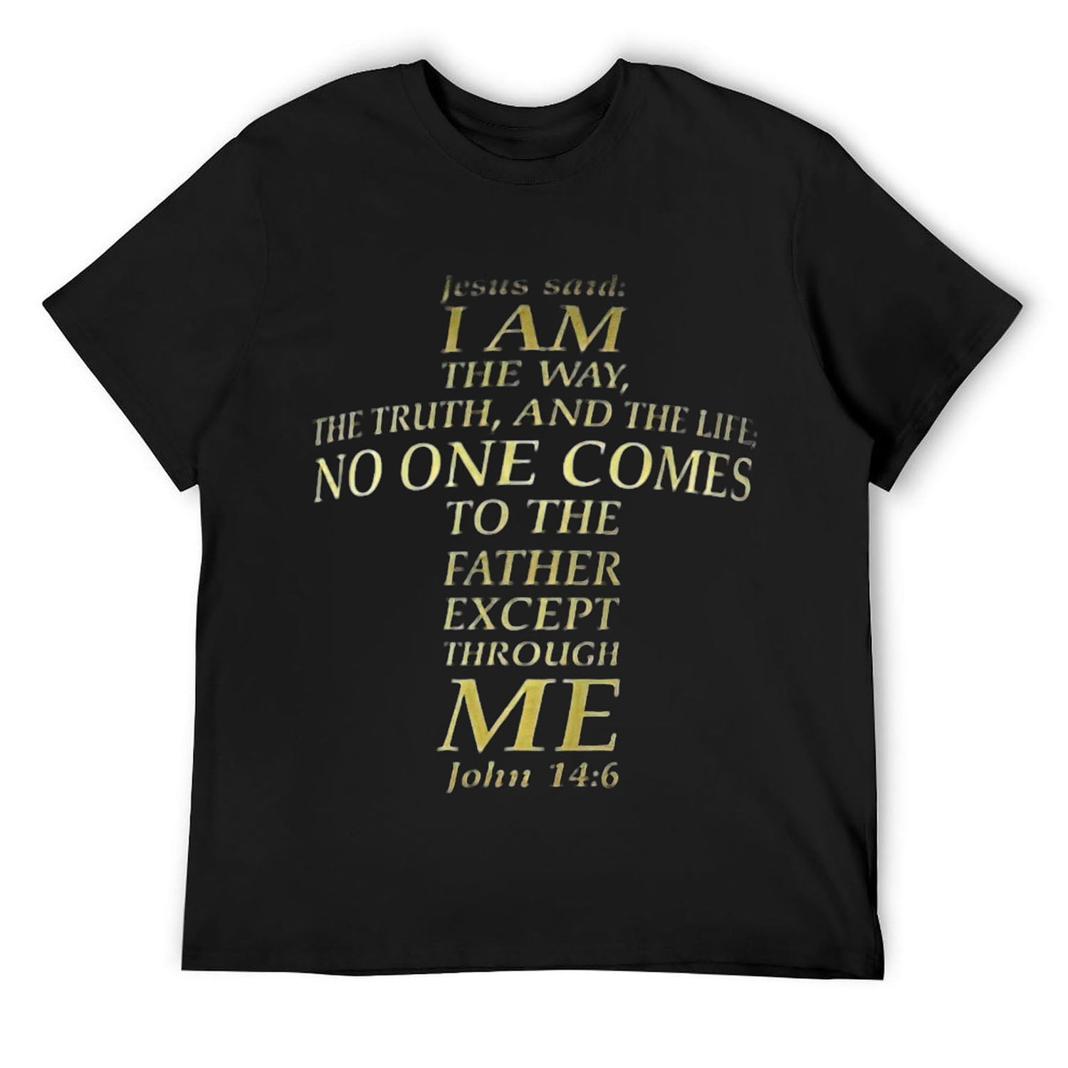 Mens Jesus Way Truth Life Cross Bible Verse Font John 14:6 T-Shirt ...