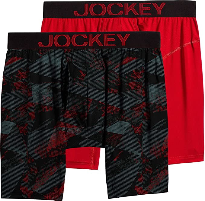 Jockey Men's RapidCool Midway Brief - 2 Pack, Fusion Red/Black, X-Large ...