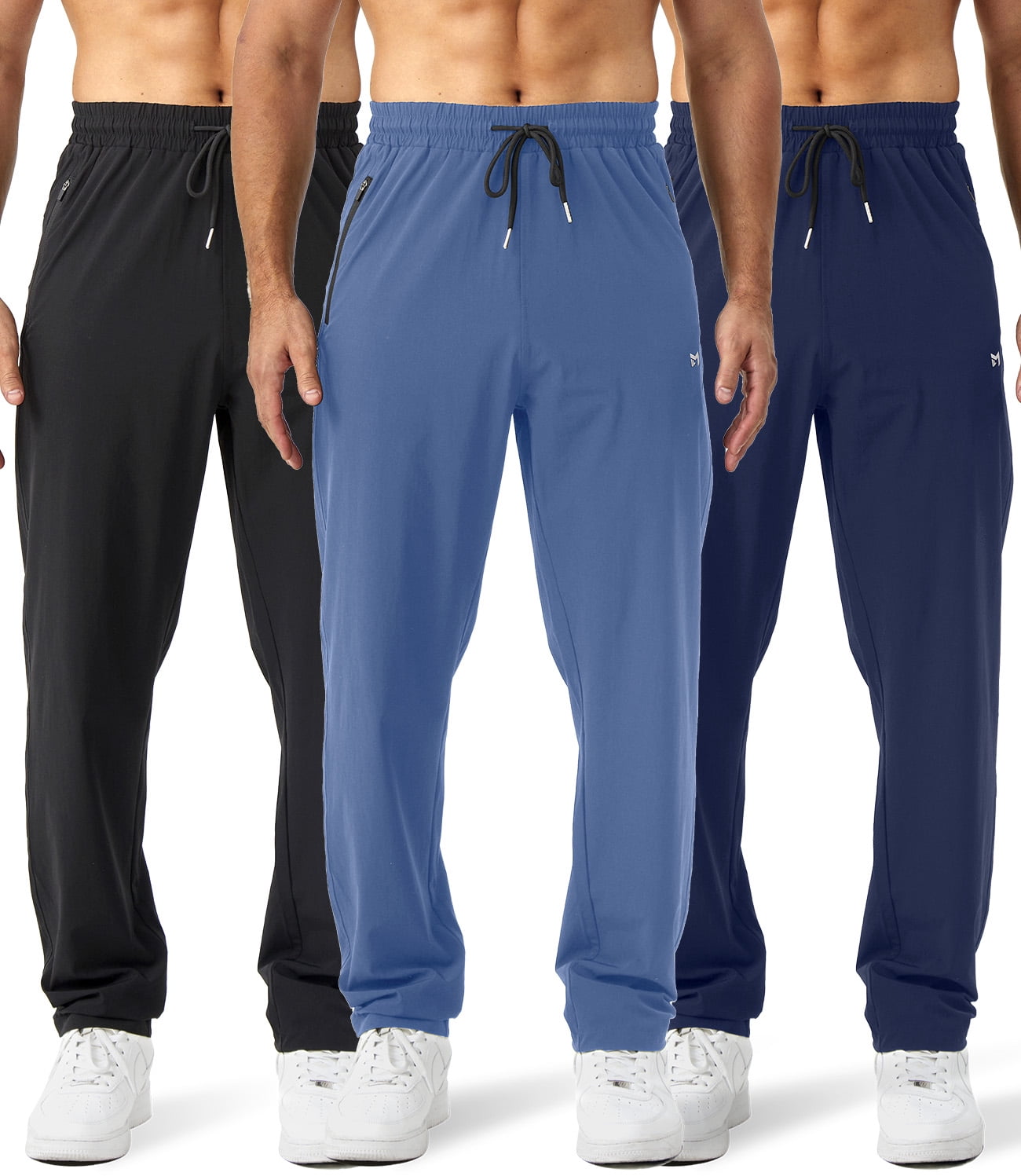 Potopok, Sweat Pants Jogger, 3 Pack, Zipper Pockets Open Bottom ...
