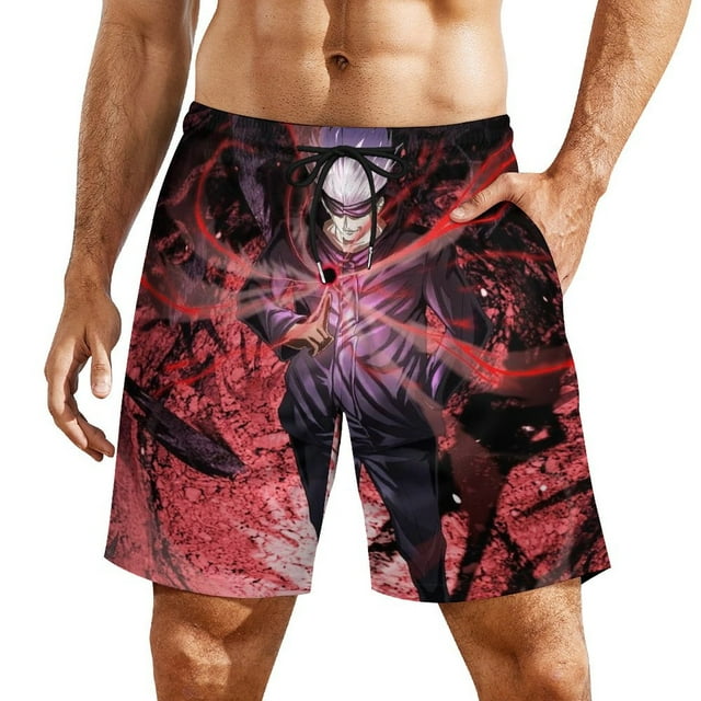 Mens Jujutsu Kaisen Gojo Swim Trunks with Compression Liner Quick Dry ...