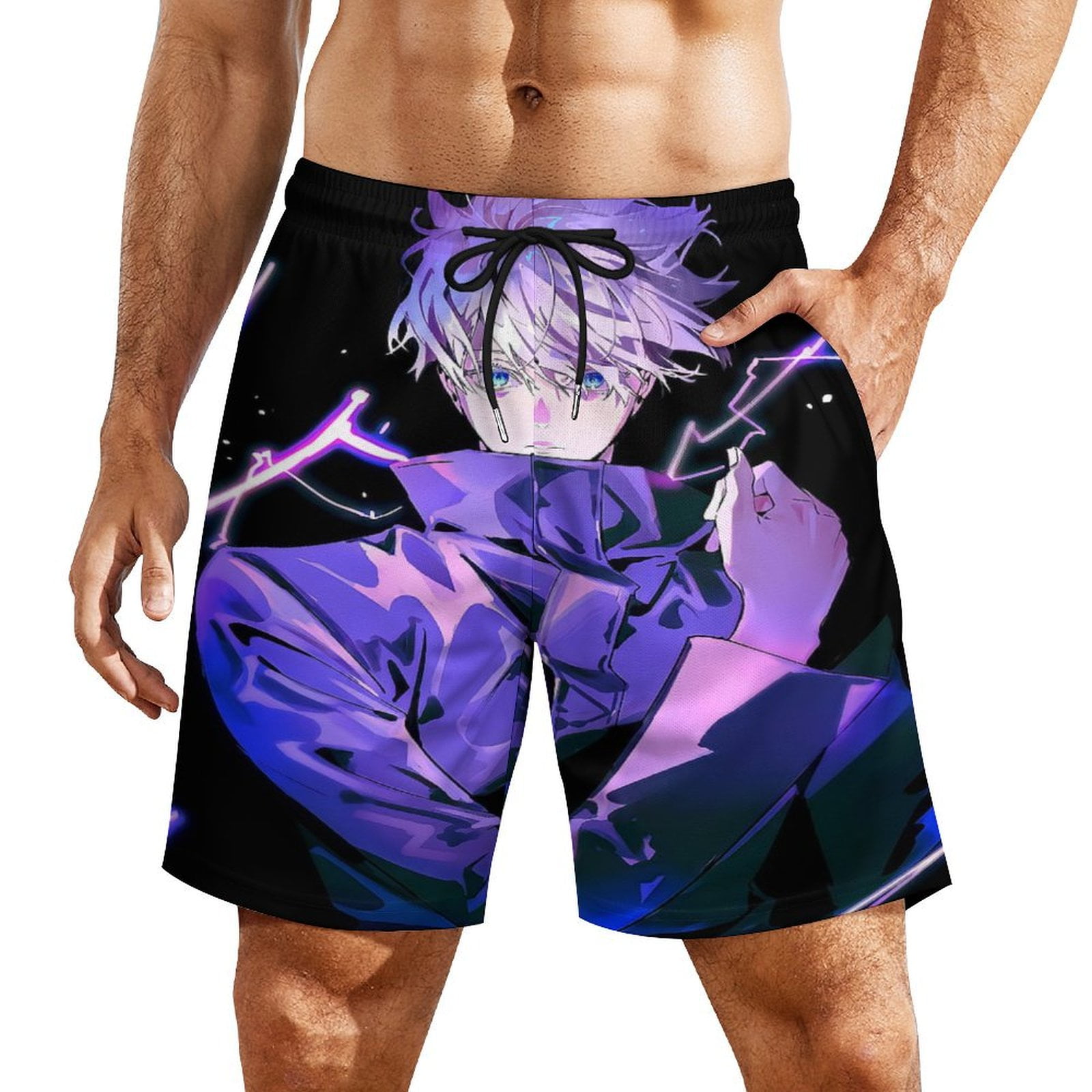 Mens Jujutsu Kaisen Swim Trunks with Compression Liner Quick Dry ...