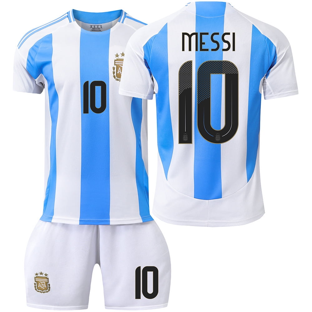 Mens/Kids 2024-2025 Soccer Game Champion 3 Stars Argentina Fans #10 ...
