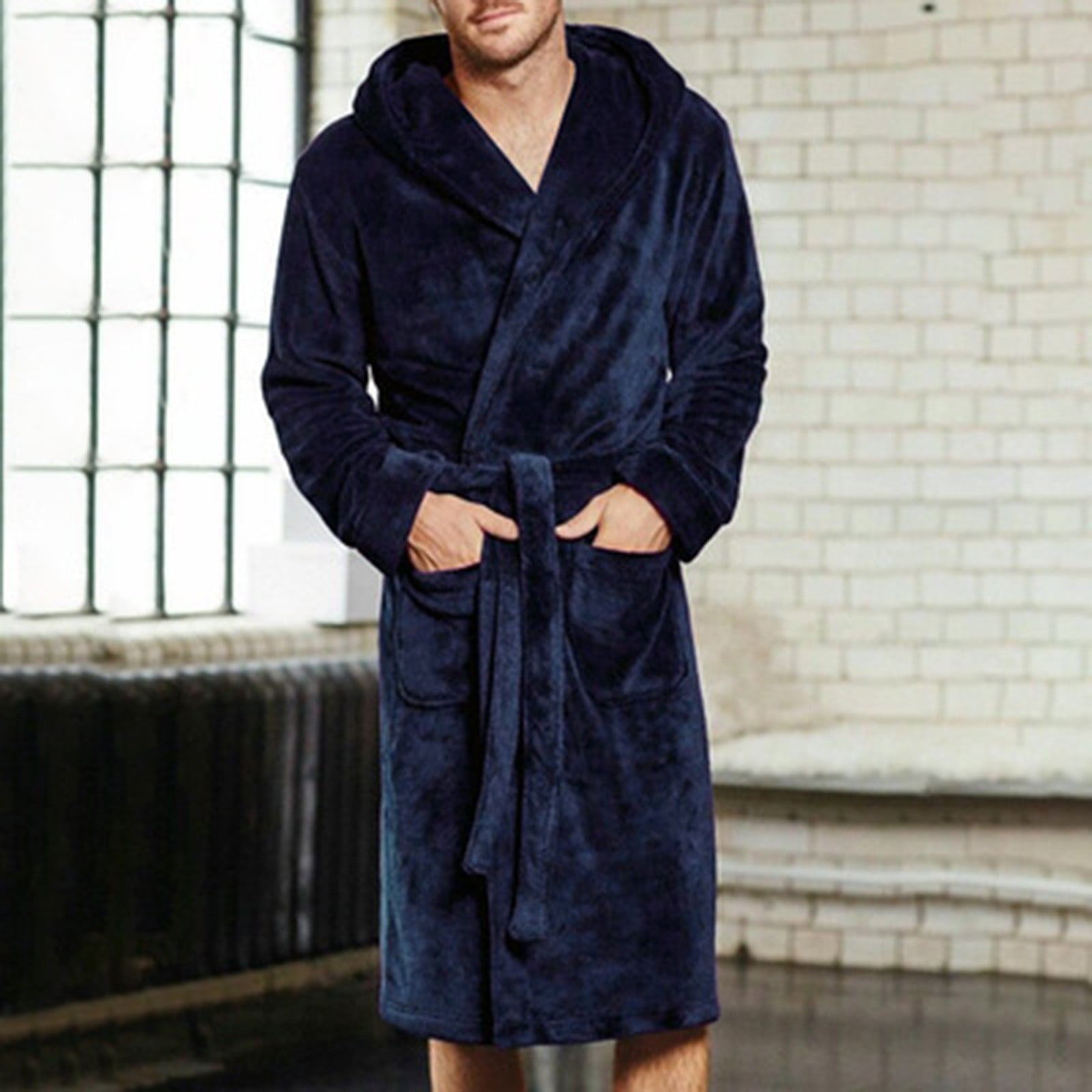 Mens Kimono Male Bath Robes Cloth Terry Cloth Robes Soft Bathroom Blue ...